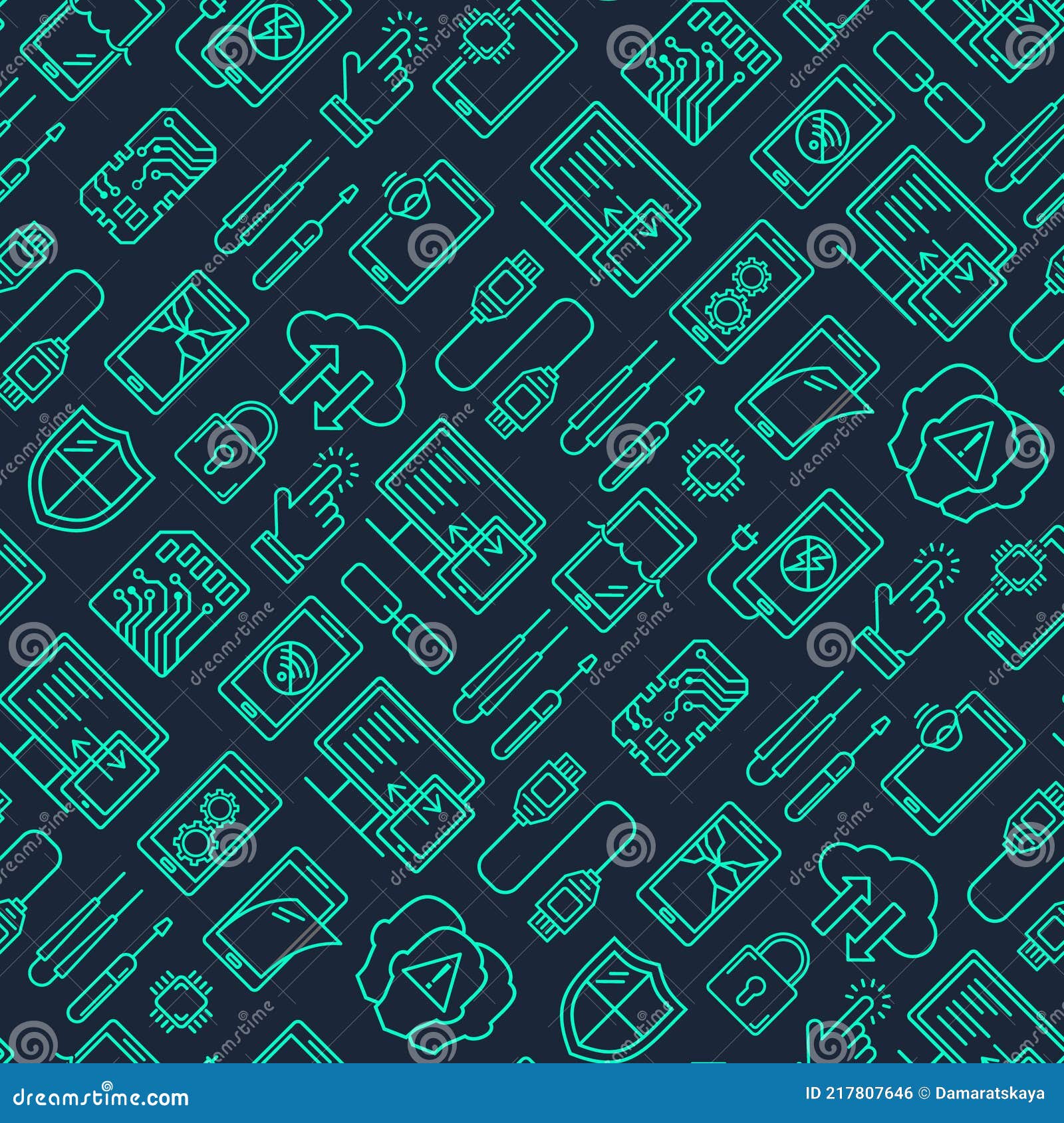 Mobile Repair Service, Phone Fix Seamless Pattern. Smartphone Common ...