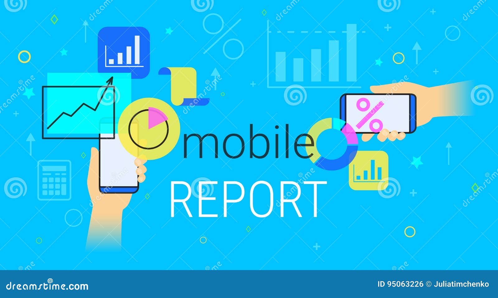 Mobile Report and Accounting on Smartphone Creative Concept Vector ...