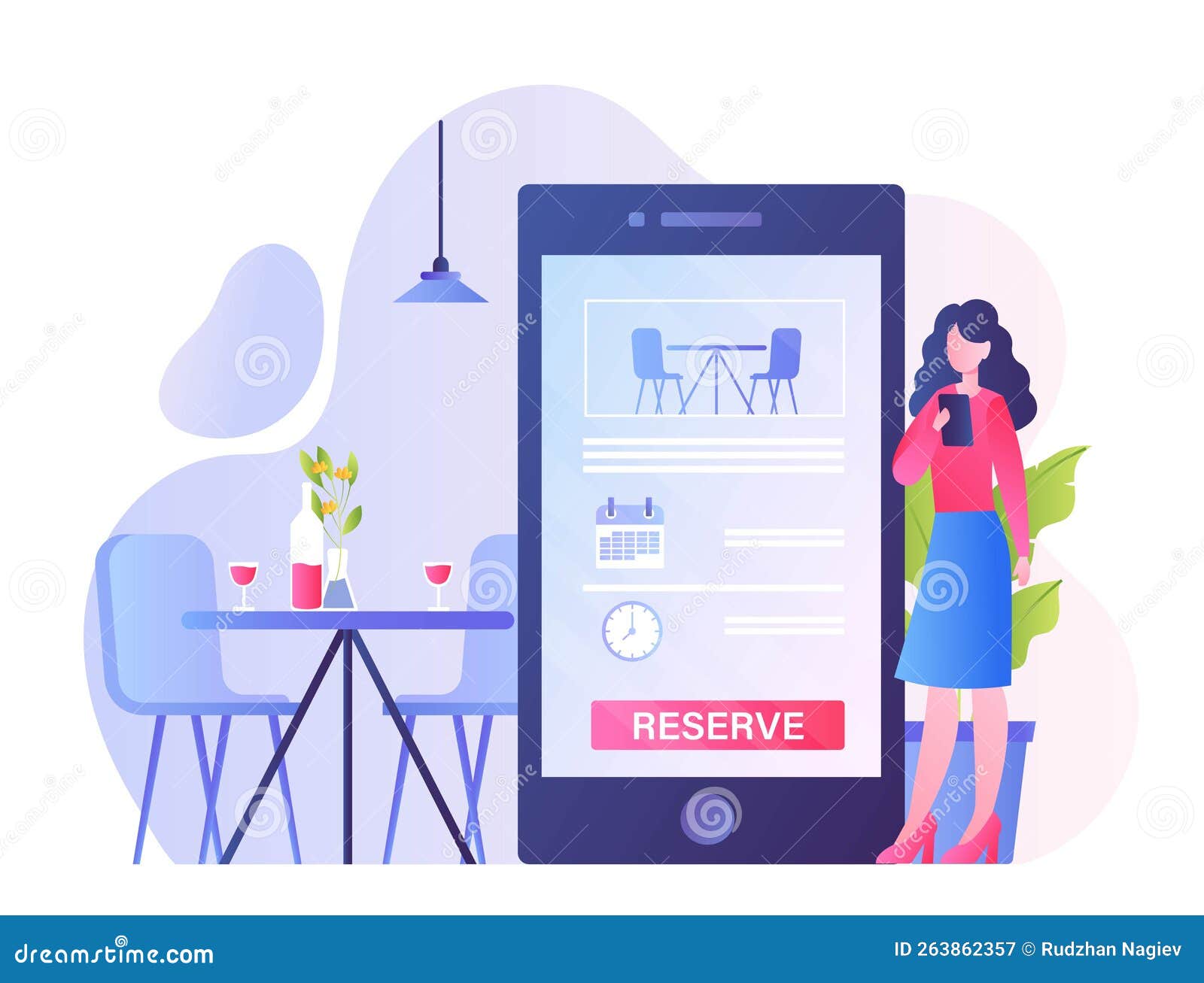 Mobile Restaurant Reservation Stock Vector - Illustration of mobile ...