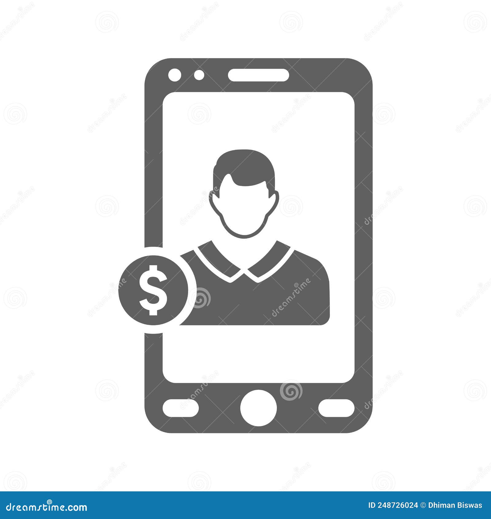 Mobile, Revenue, User Icon. Gray Vector Graphics Stock Illustration ...