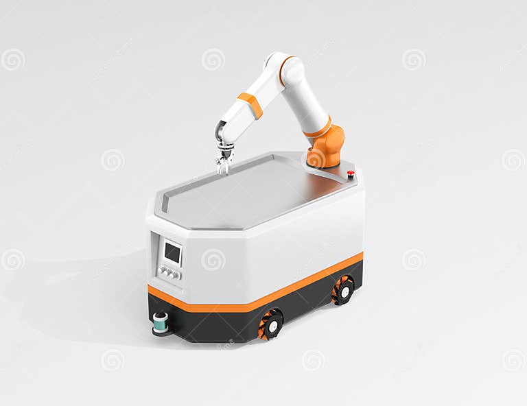 Mobile Robot AGV Isolated on Gray Background Stock Illustration ...