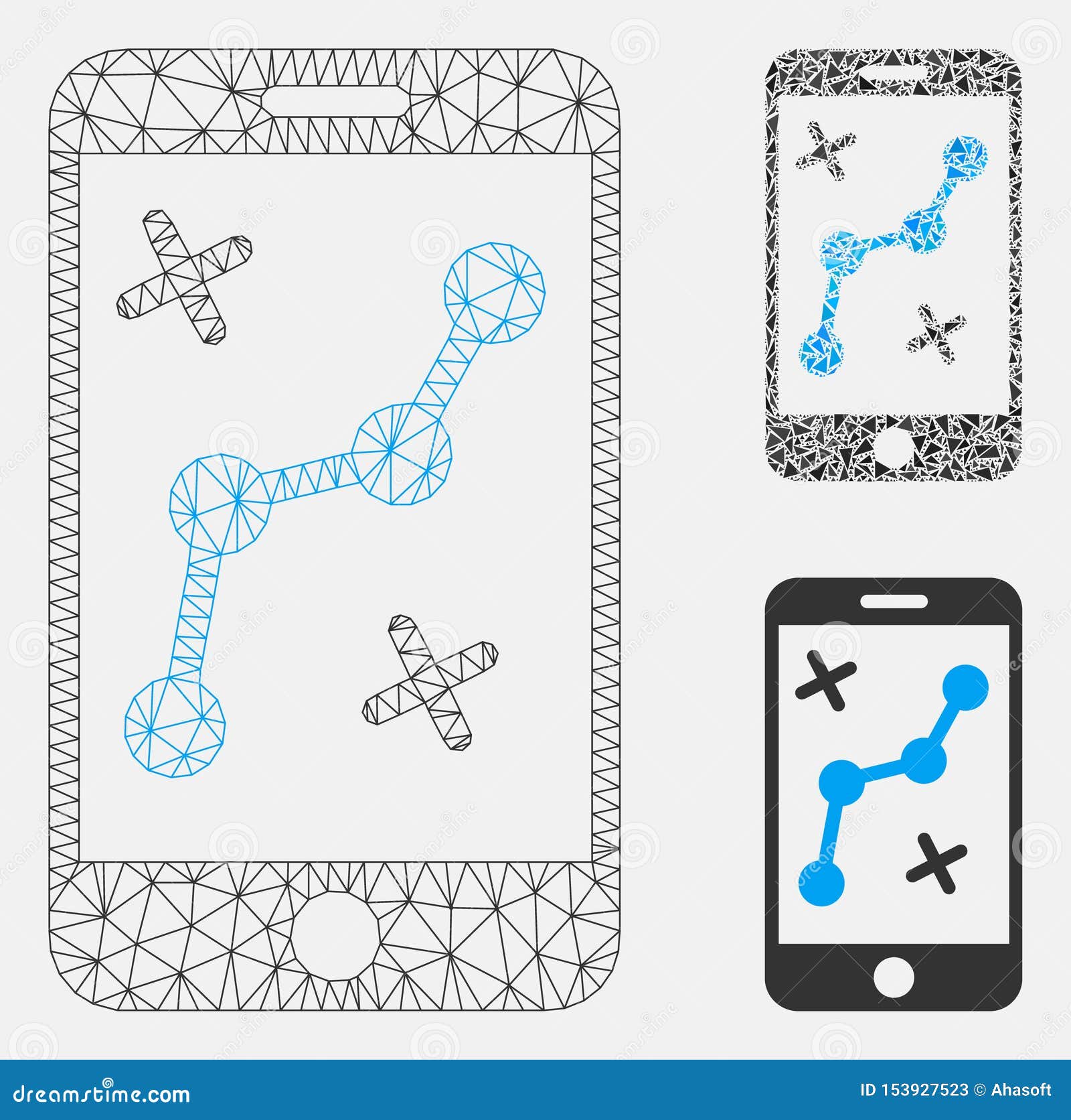 Mobile Route Map Vector Mesh Carcass Model and Triangle Mosaic Icon ... Mobile Route Map Vector Mesh Carcass Model and Triangle Mosaic Icon ...