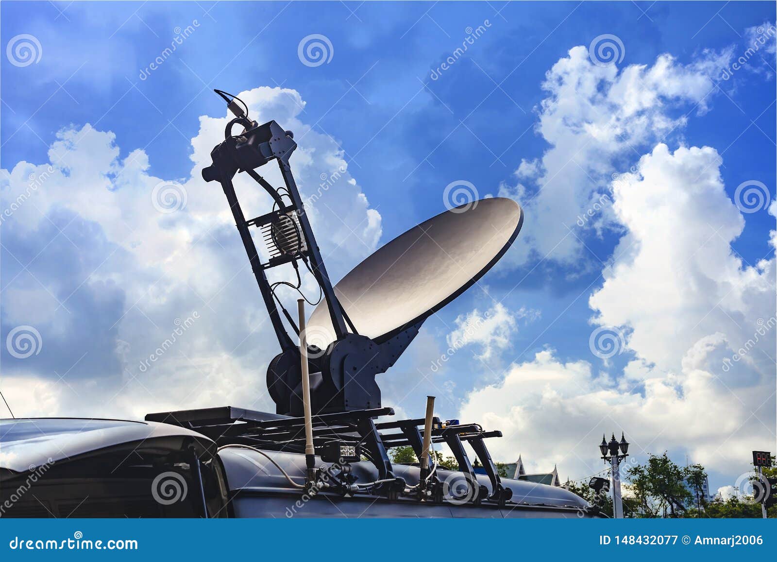 Mobile Satellite Receiver on Top Stock Image - Image of technology ...