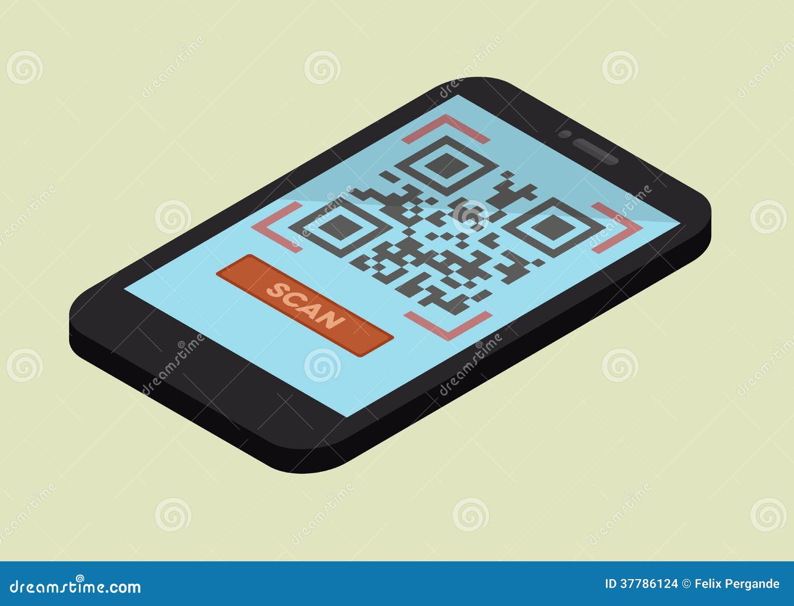 Mobile Scan QR Code stock illustration. Illustration of internet - 37786124