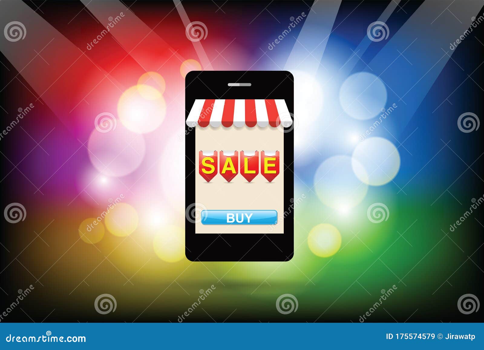 Mobile with and Screen Buy. Concept Online Shopping Stock Vector ...