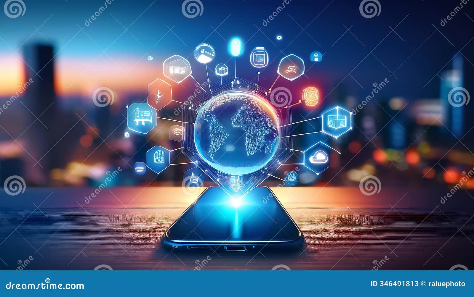 Mobile Screen with Floating Icons, Representing the Internet of Things ...