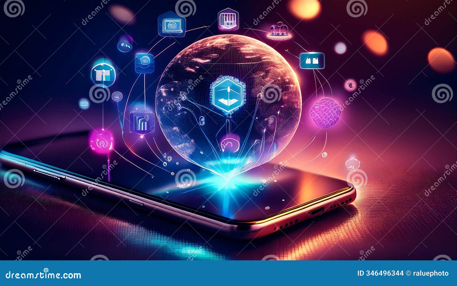 Mobile Screen with Floating Icons, Representing the Internet of Things ...