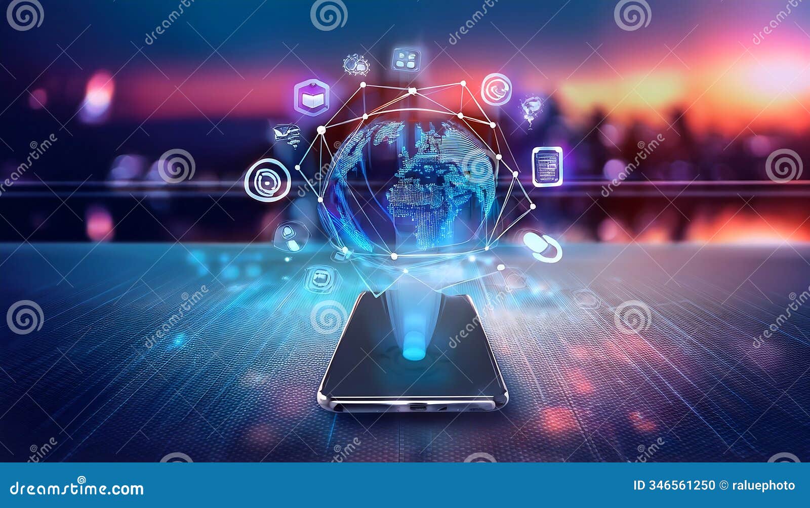 Mobile Screen with Floating Icons, Representing the Internet of Things ...