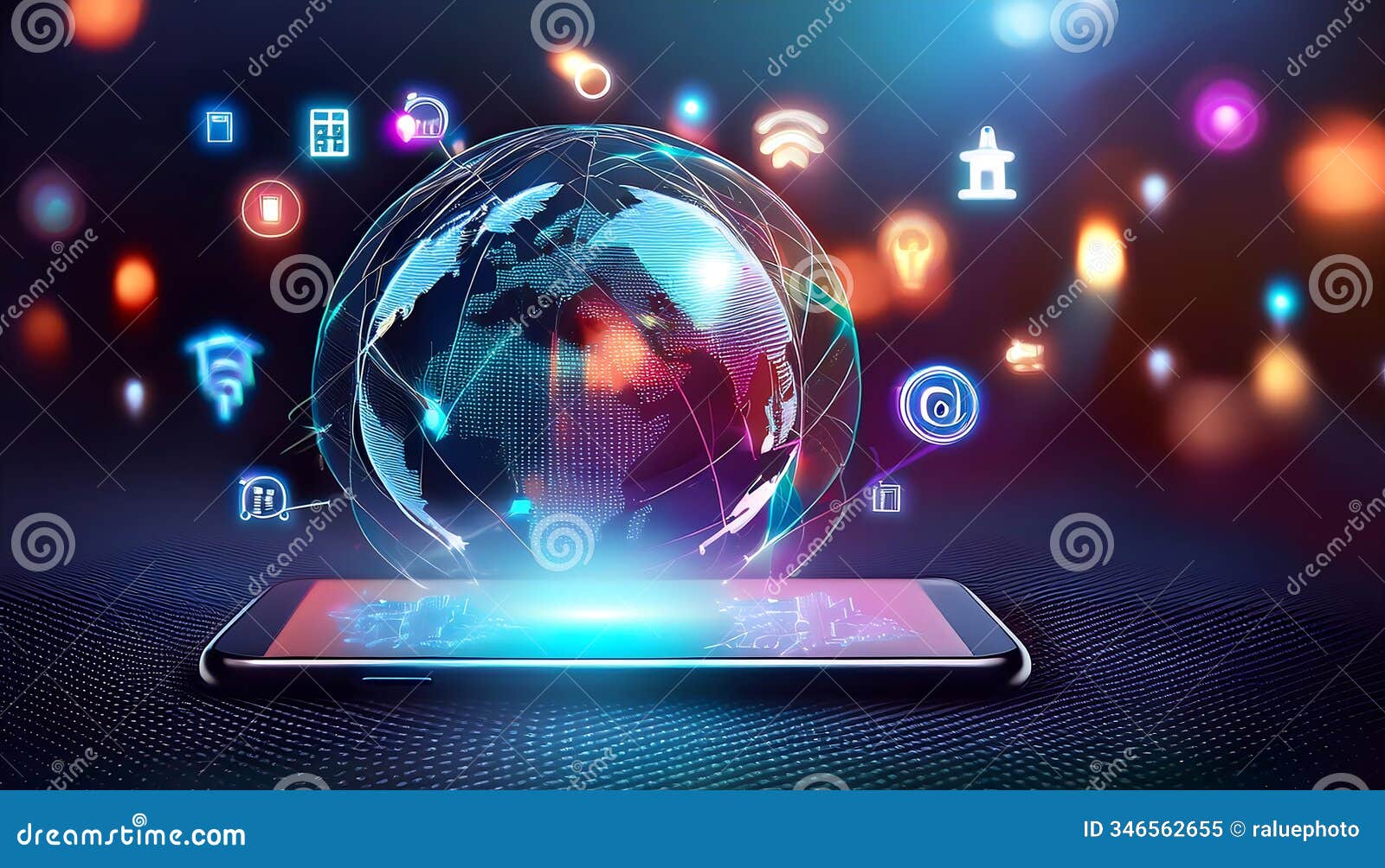 Mobile Screen with Floating Icons, Representing the Internet of Things ...