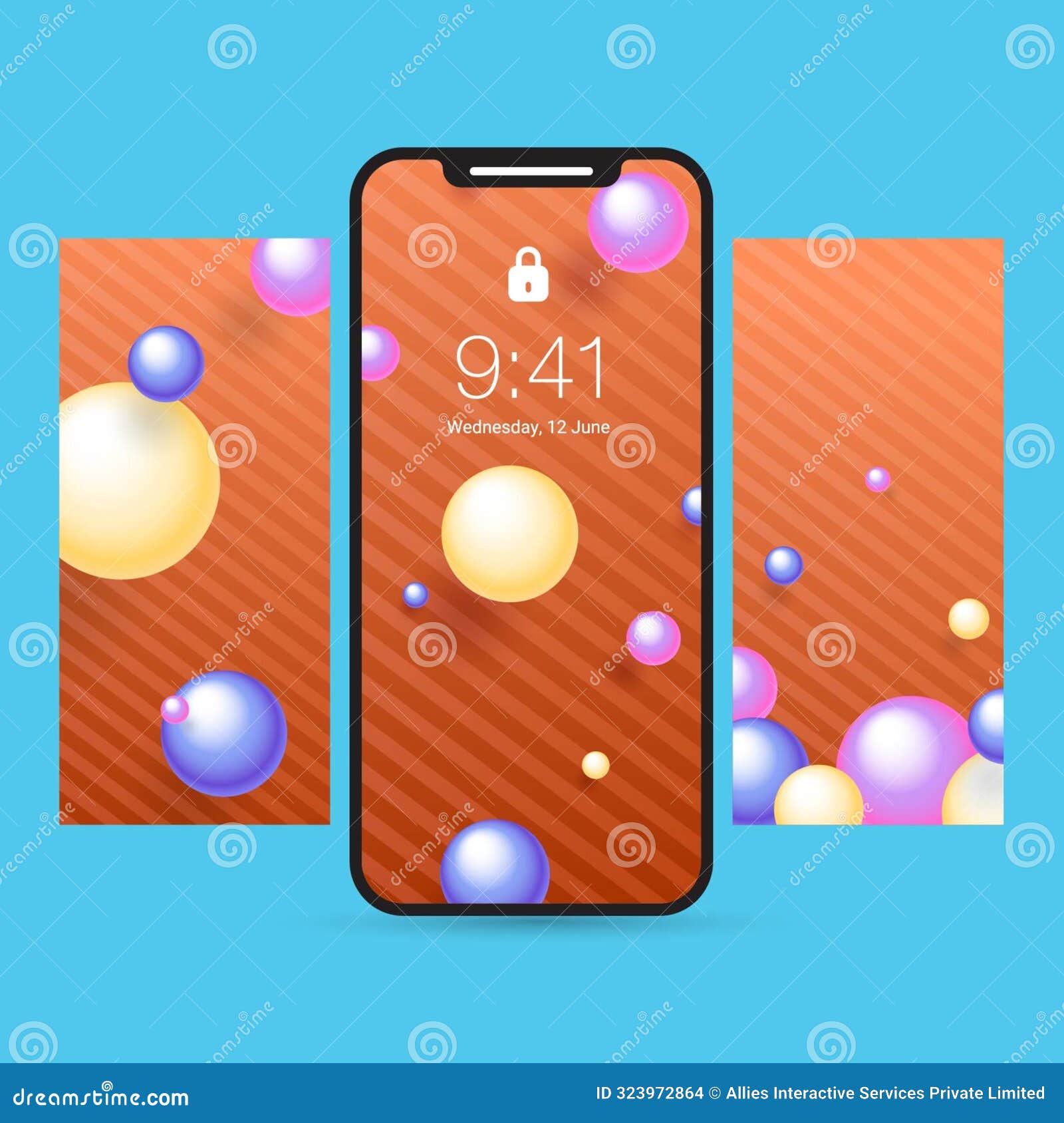 Mobile Screen Lock Display and Abstract Geometric Wallpaper Design ...