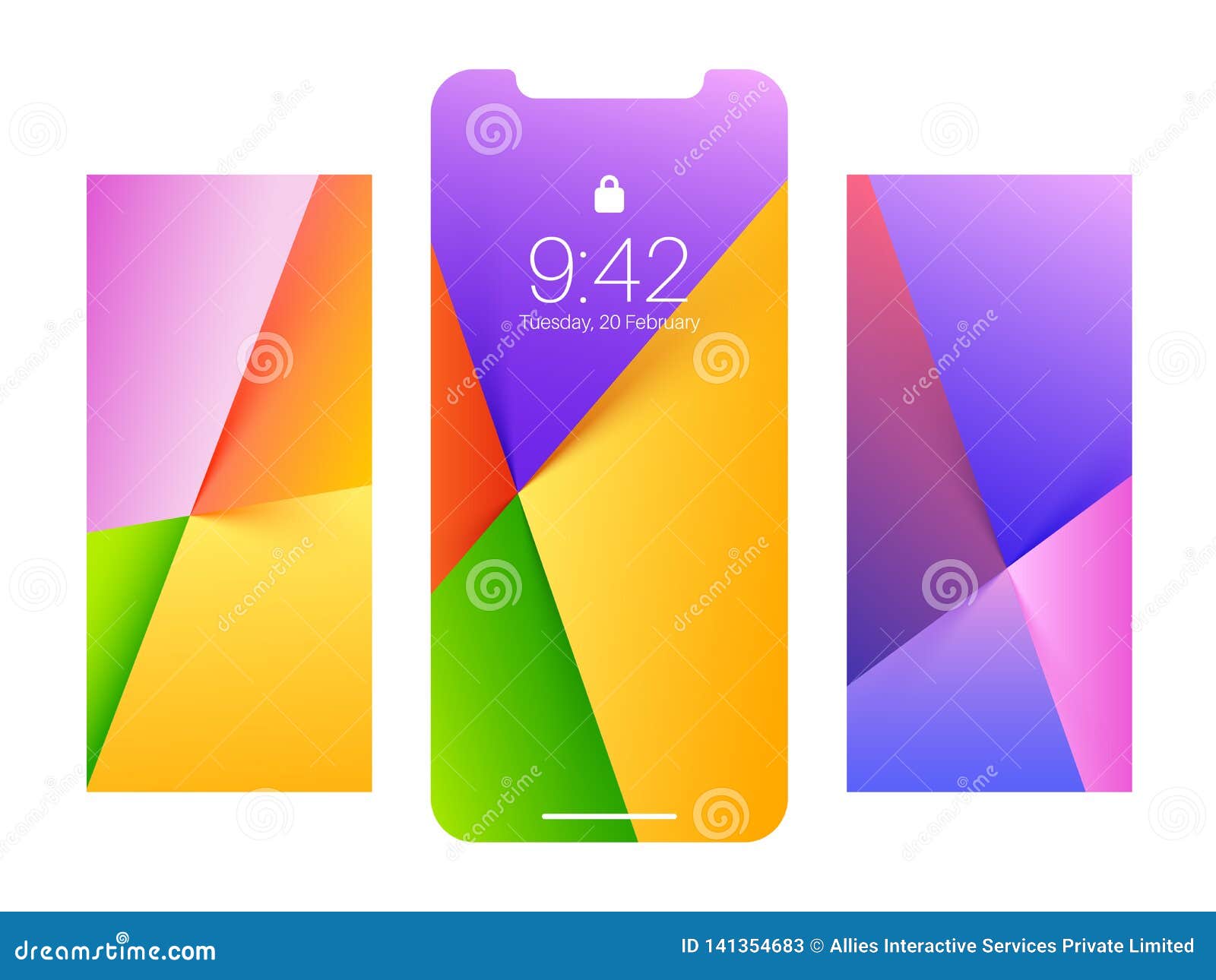 Mobile Screen Lock Display with Abstract Modern Wallpaper . Stock ...