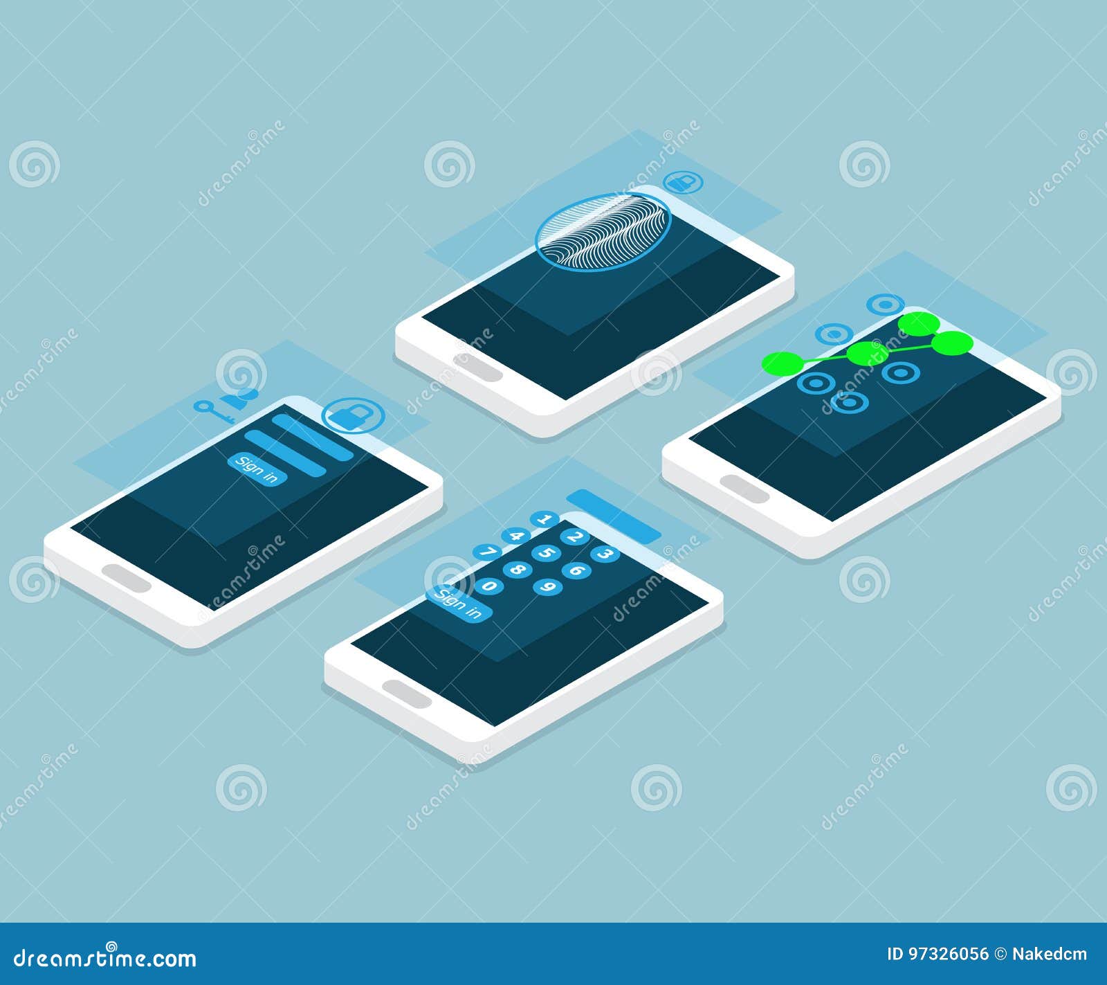 Mobile Screen Lock Isometric Vector Stock Vector - Illustration of ...