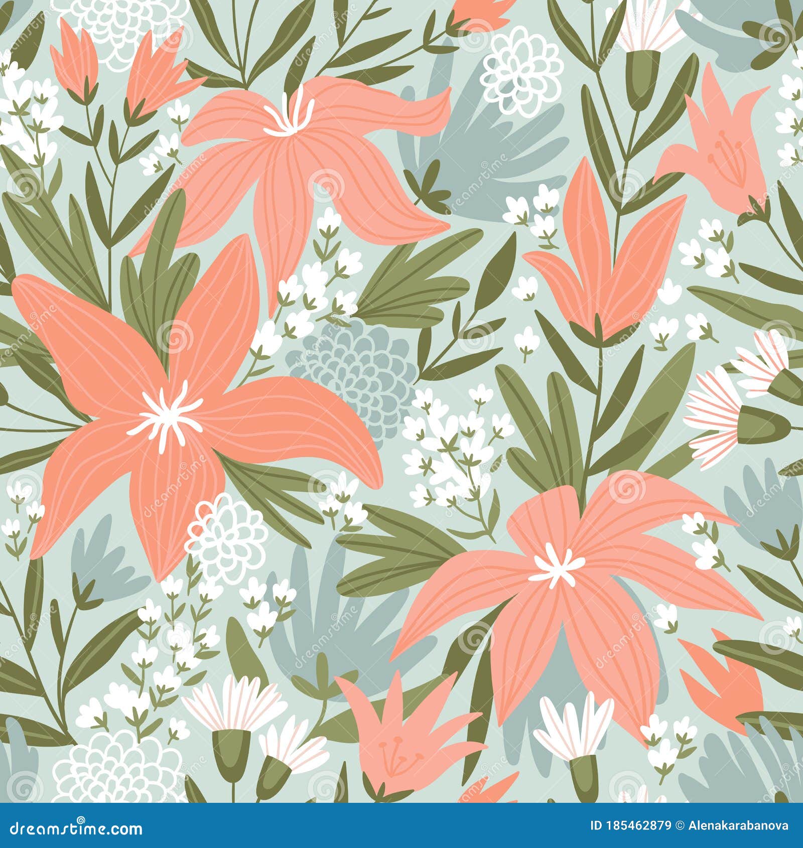 Seamless Background with Lilies. Floral Repeat Print Stock Vector ...