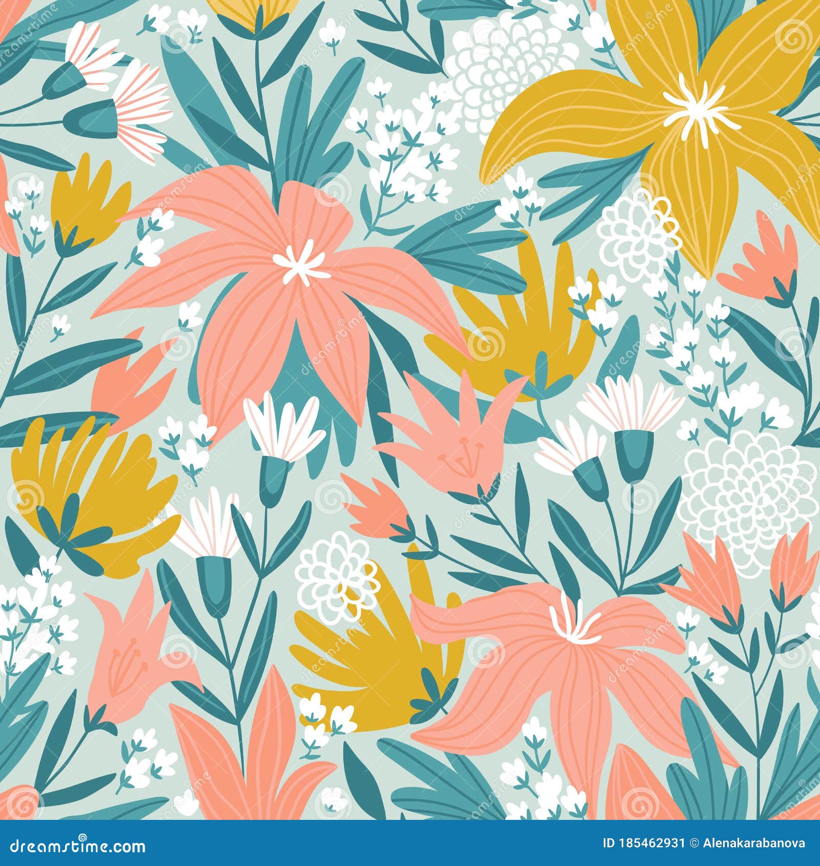 Seamless Background with Lilies. Floral Repeat Print Stock Vector ...