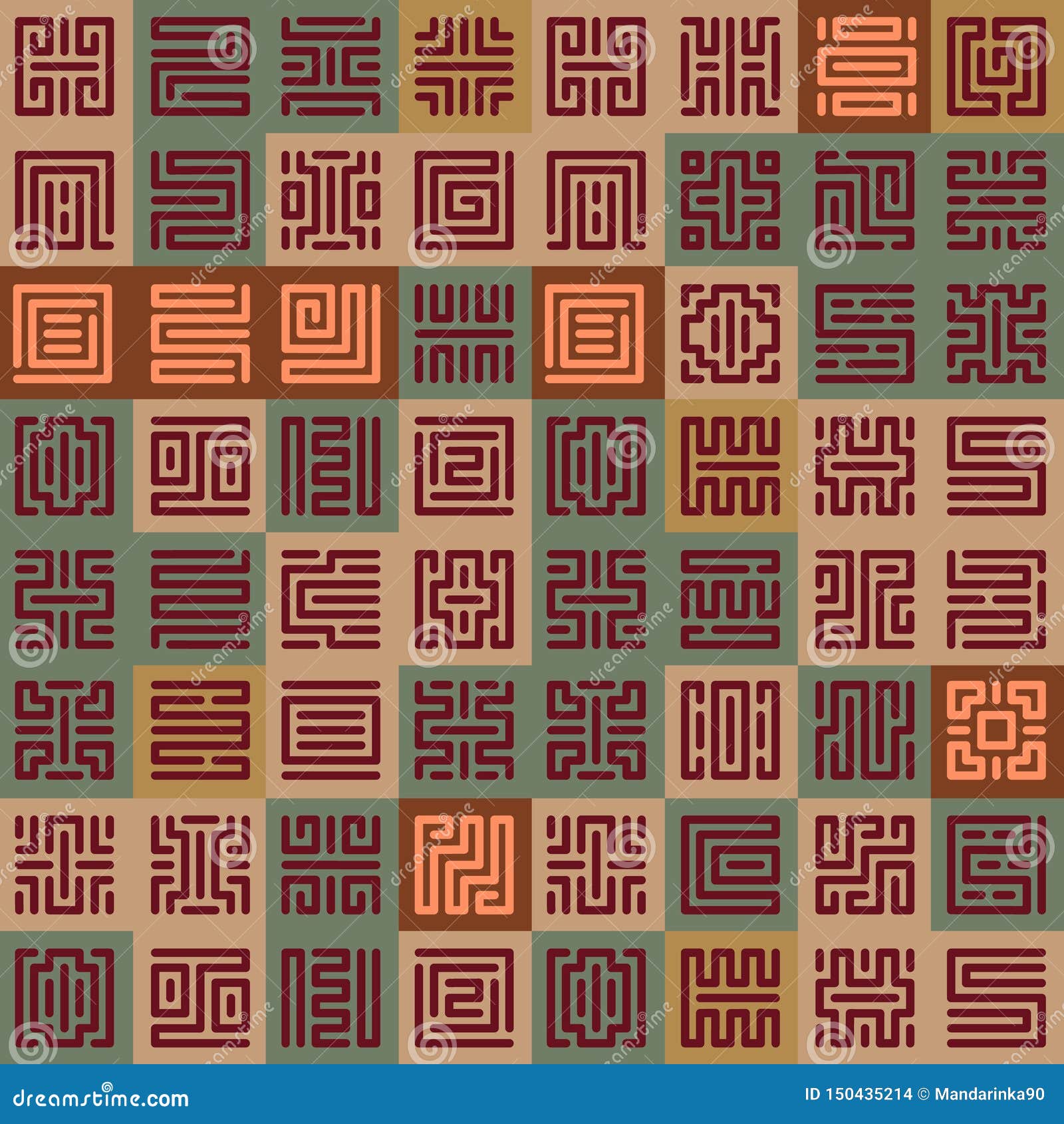 Geometric Seamless Pattern with Runes Stock Vector - Illustration of ...