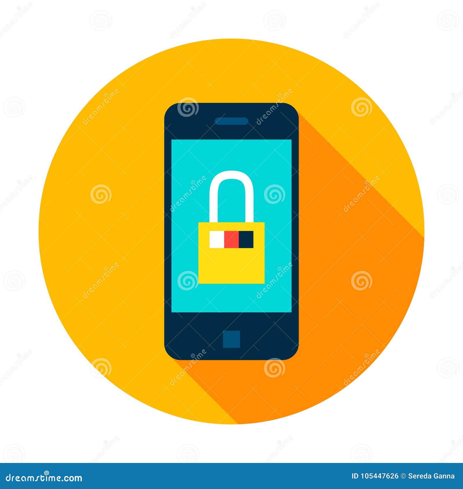 Mobile Secure Circle Icon stock vector. Illustration of display - 105447626