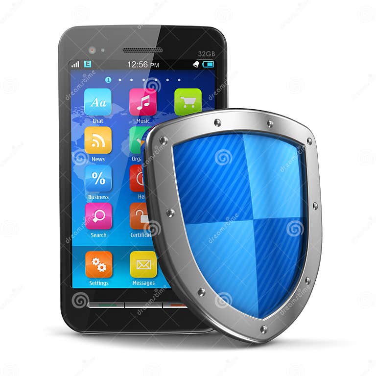 Mobile Security and Antivirus Protection Concept Stock Illustration ...