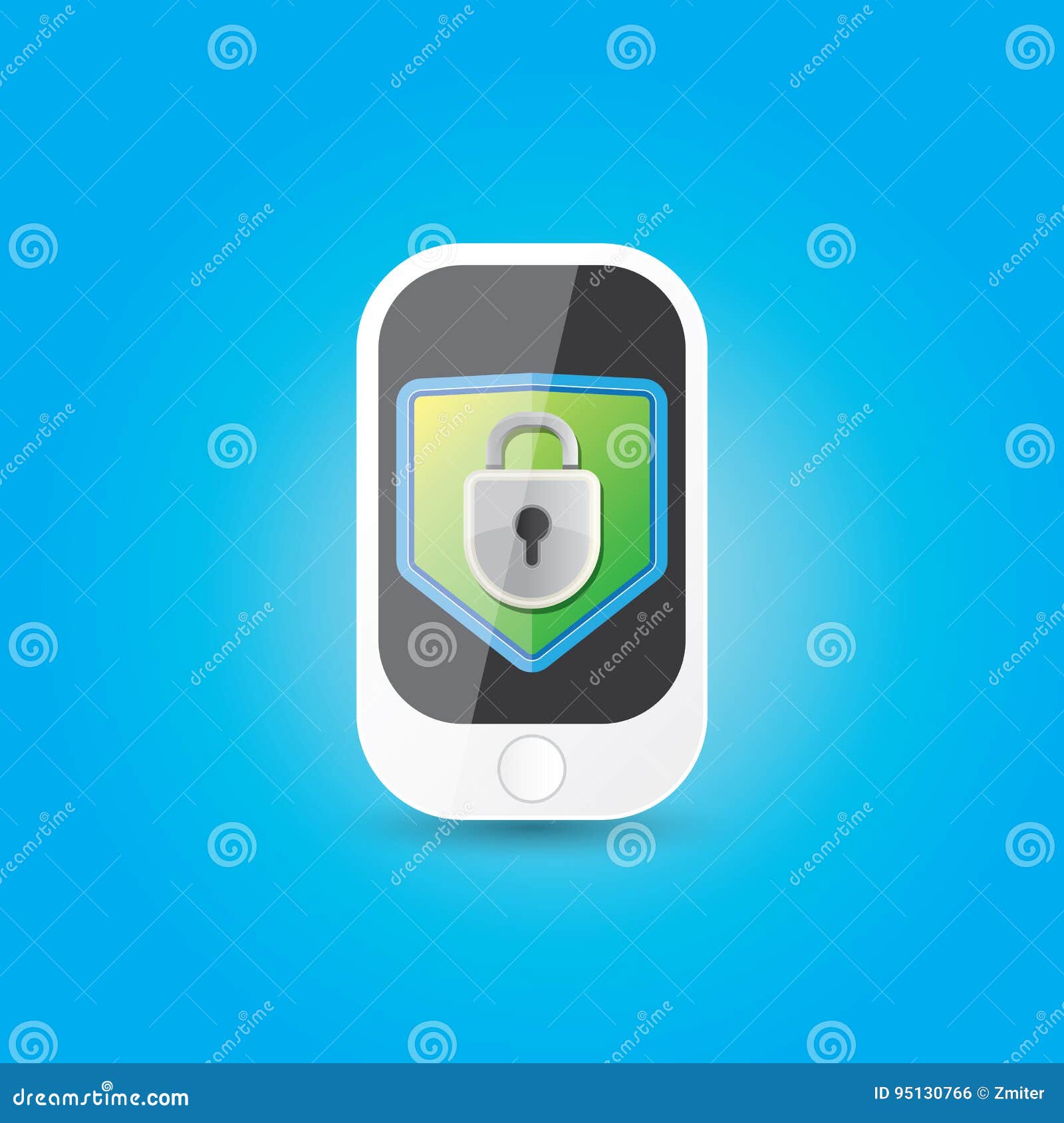 Mobile Security App Screen with Shield and Lock Stock Vector ...