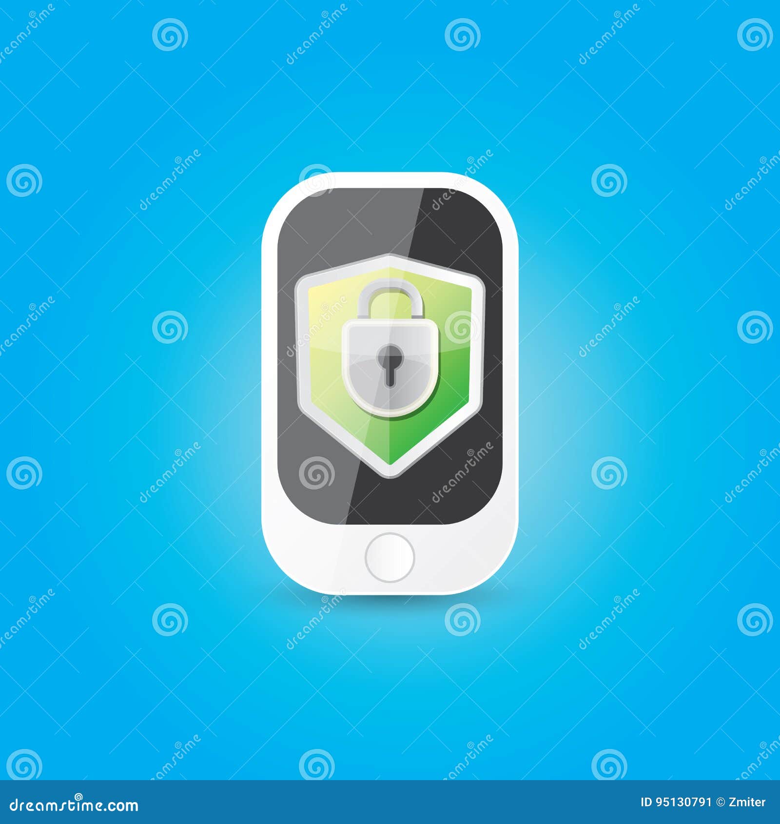 Mobile Security App Screen with Shield and Lock Stock Vector ...