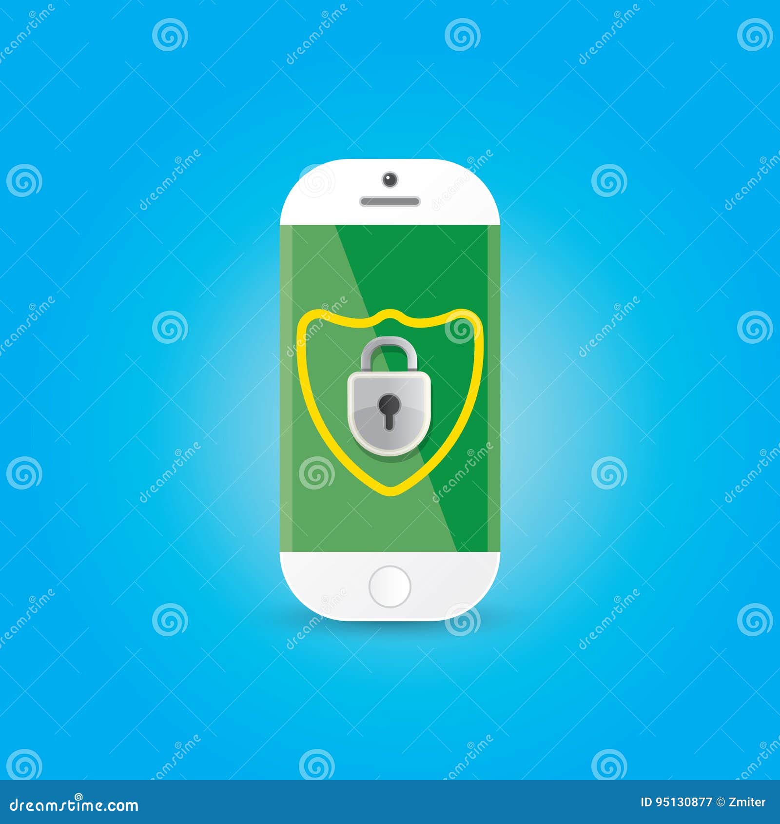Mobile Security App Screen with Shield and Lock Stock Vector ...