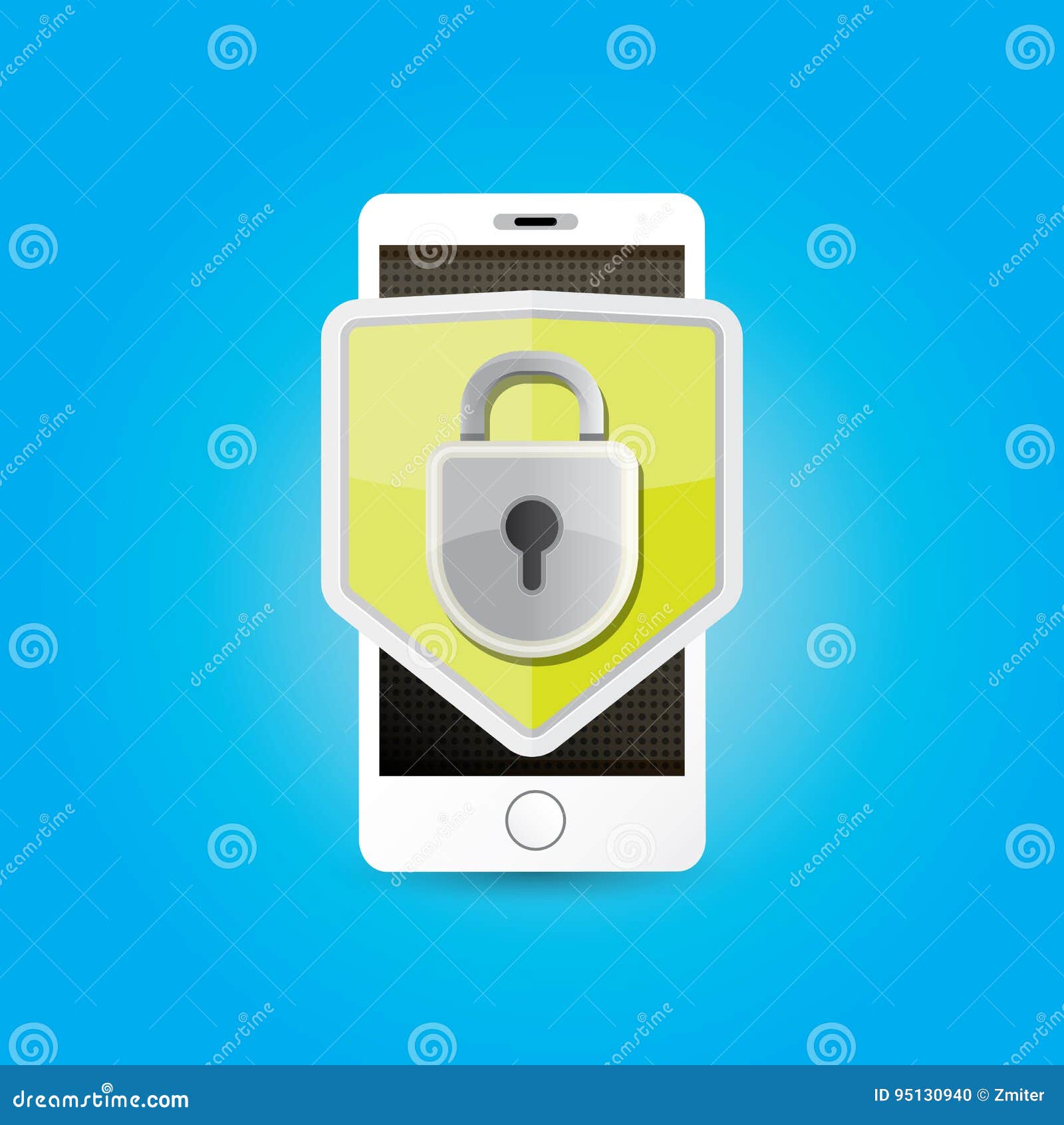 Mobile Security App Screen with Shield and Lock Stock Vector ...