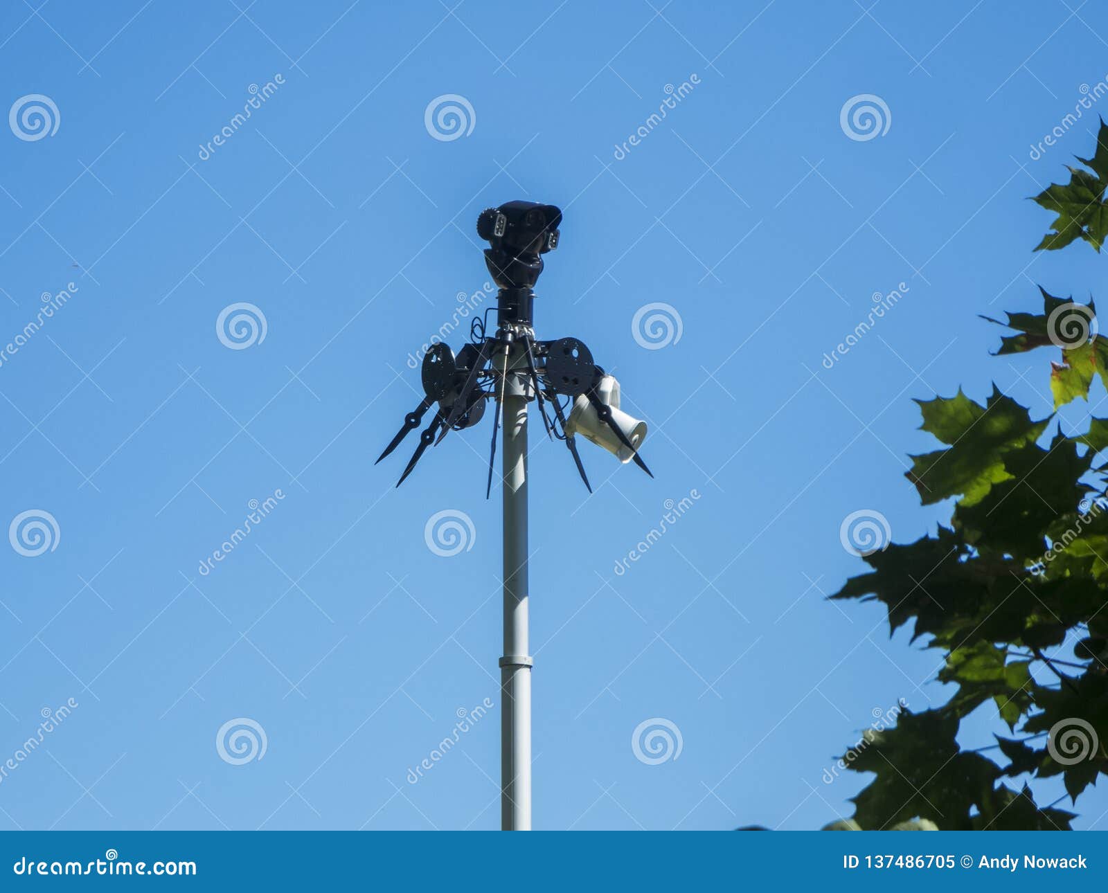 Mobile Security Camera with Blue Sky Stock Image - Image of pole, pipe ...