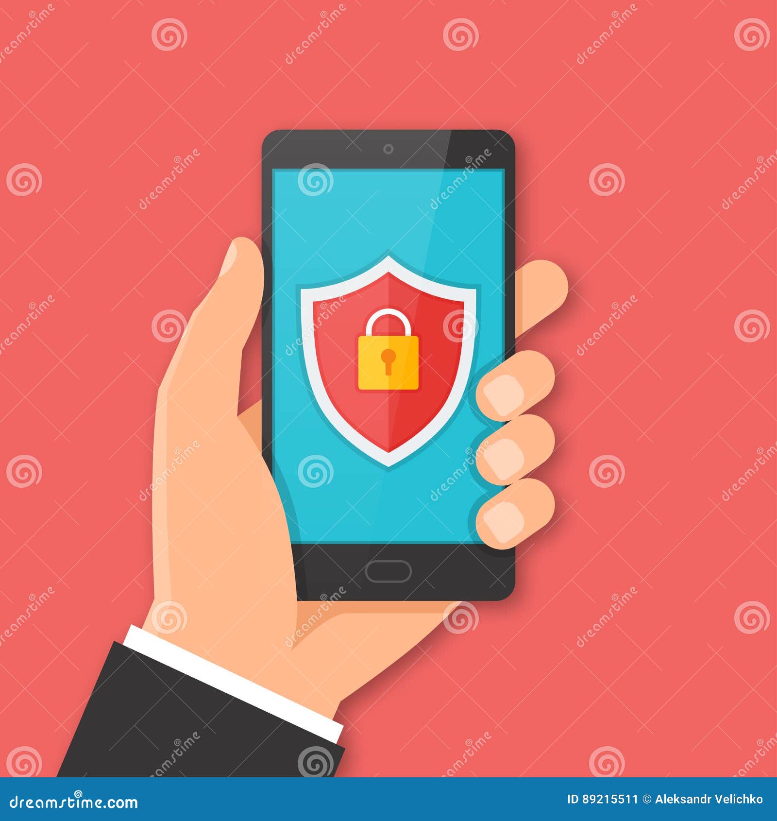 Mobile security concept stock vector. Illustration of multimedia - 89215511