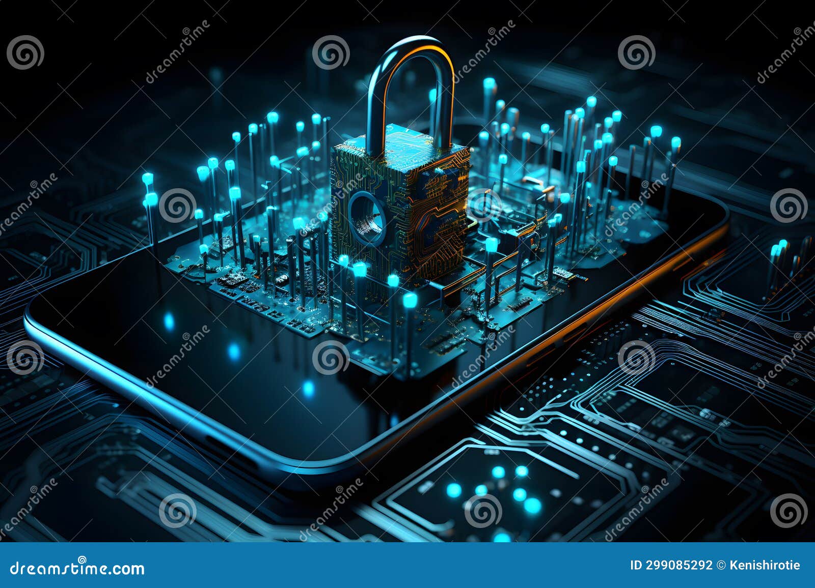 Mobile Security Concept with Lock and Cell Phone Stock Illustration ...