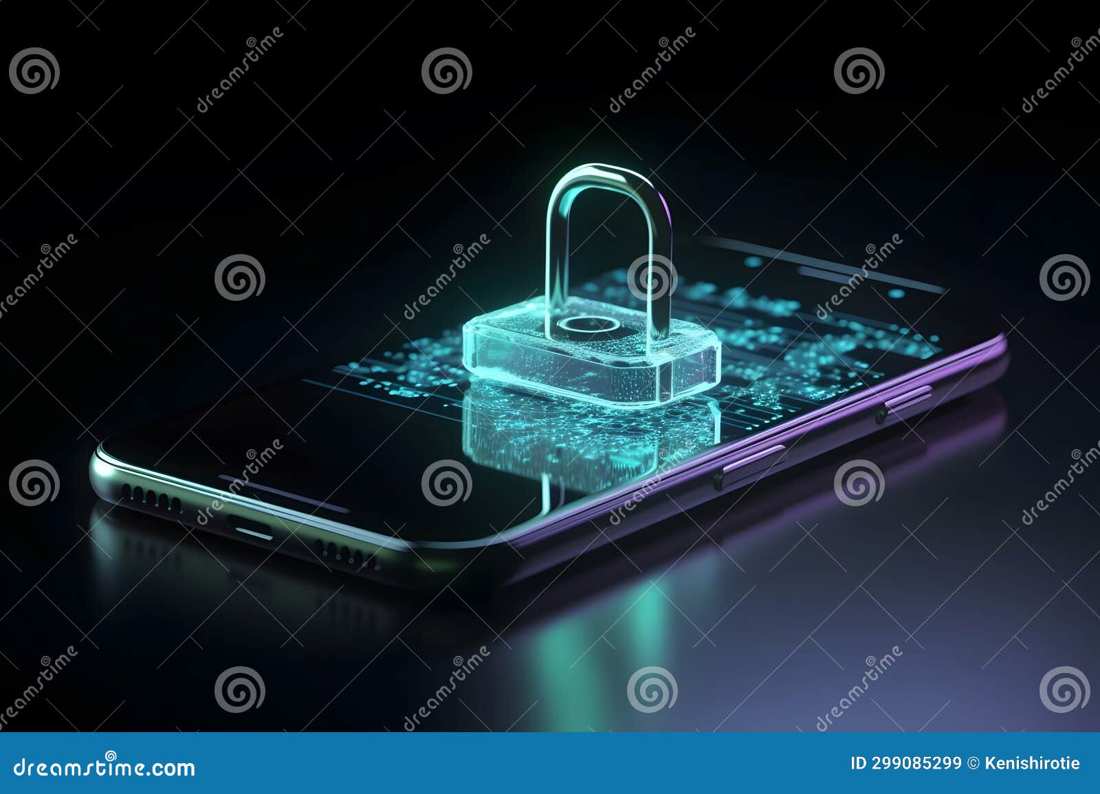 Mobile Security Concept with Lock and Cell Phone Stock Illustration ...