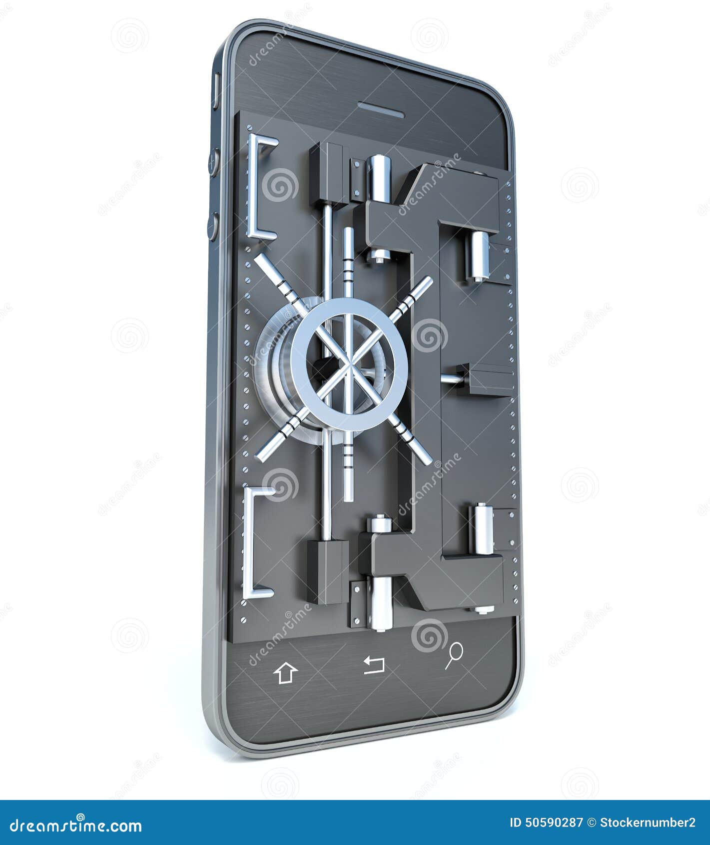 Mobile Security Concept. Smartphone with Vault or Safe Door Stock ...