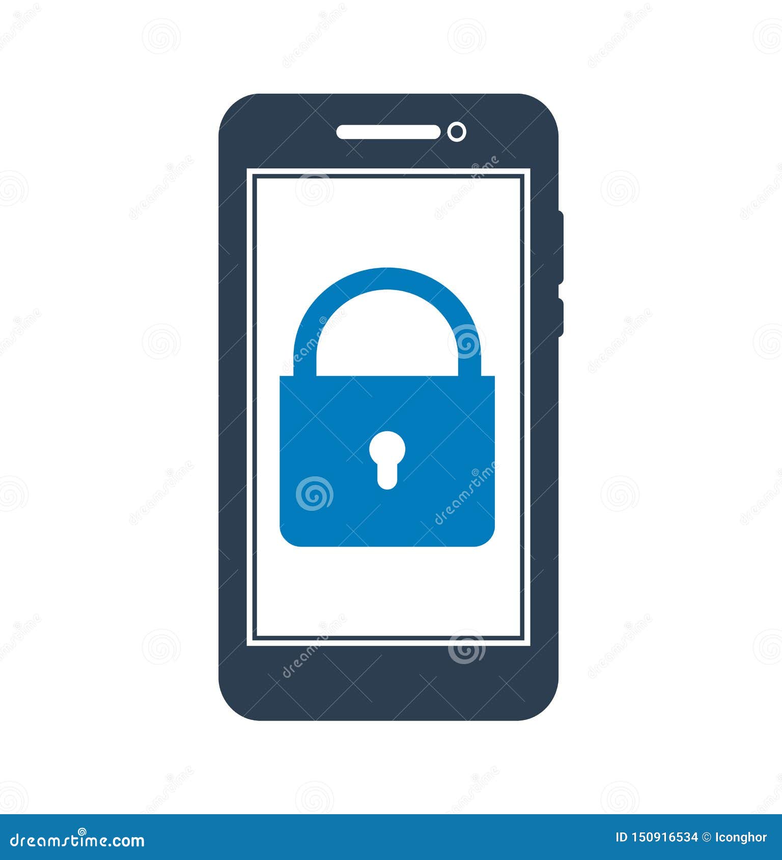 Mobile Security Icon. stock vector. Illustration of handsfree - 150916534