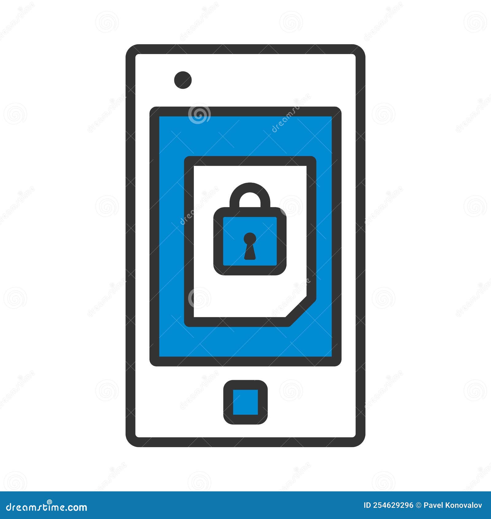 Mobile Security Icon stock vector. Illustration of screen - 254629296