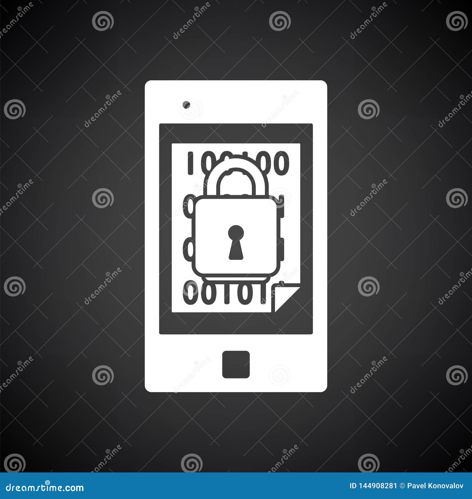 Mobile Security Icon stock vector. Illustration of digital - 144908281