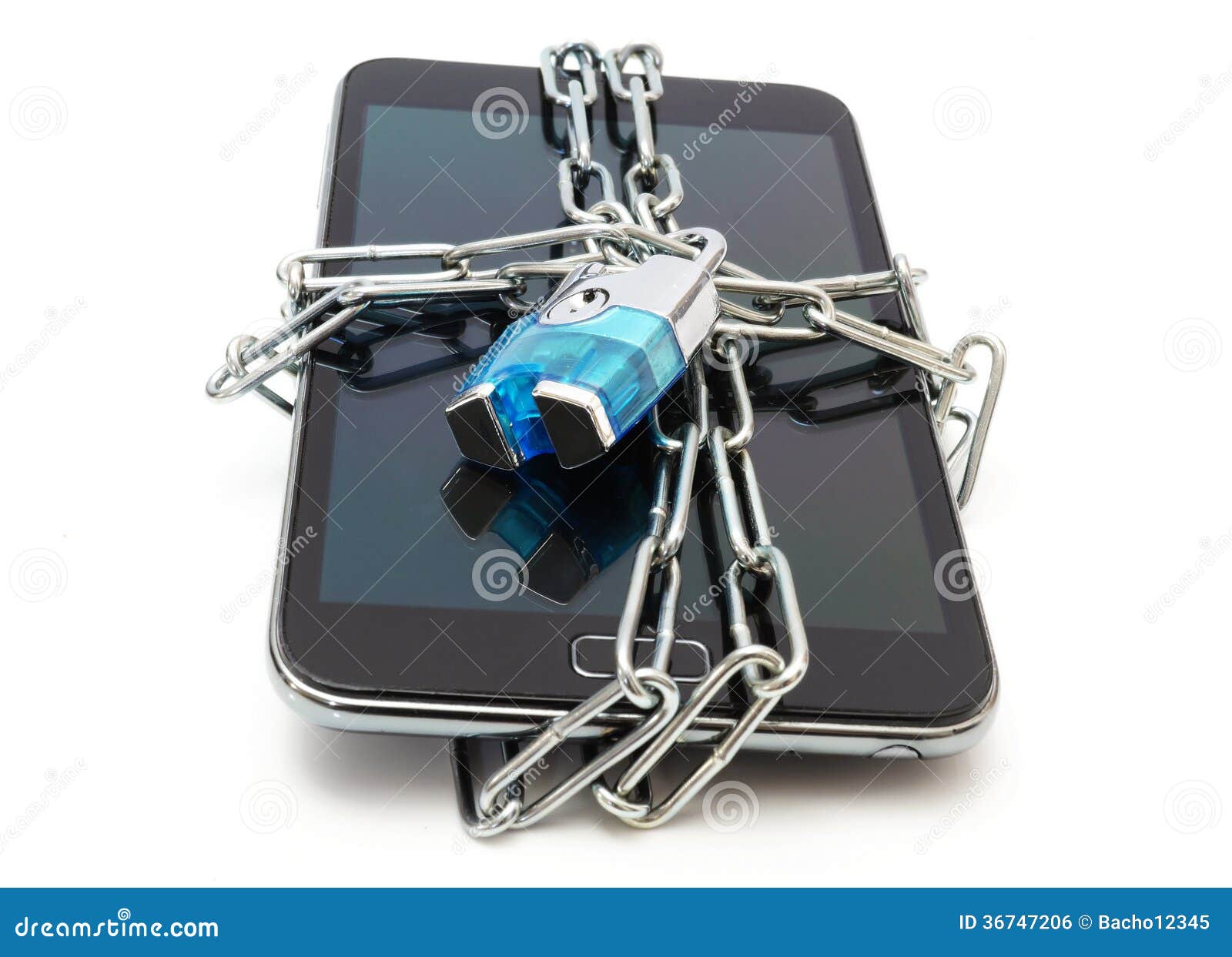 Mobile Security with Mobile Phone and Lock Stock Photo - Image of ...