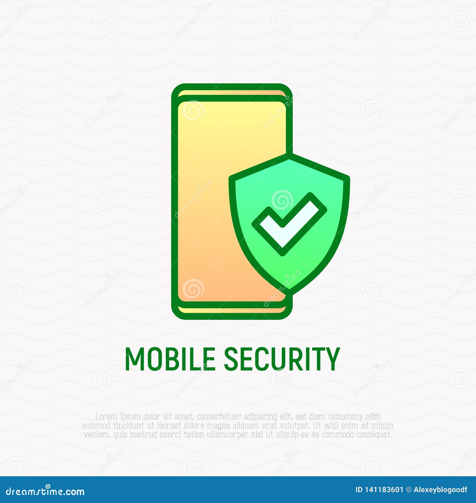 Mobile Security: Smartphone with Shield Line Icon Stock Vector ...