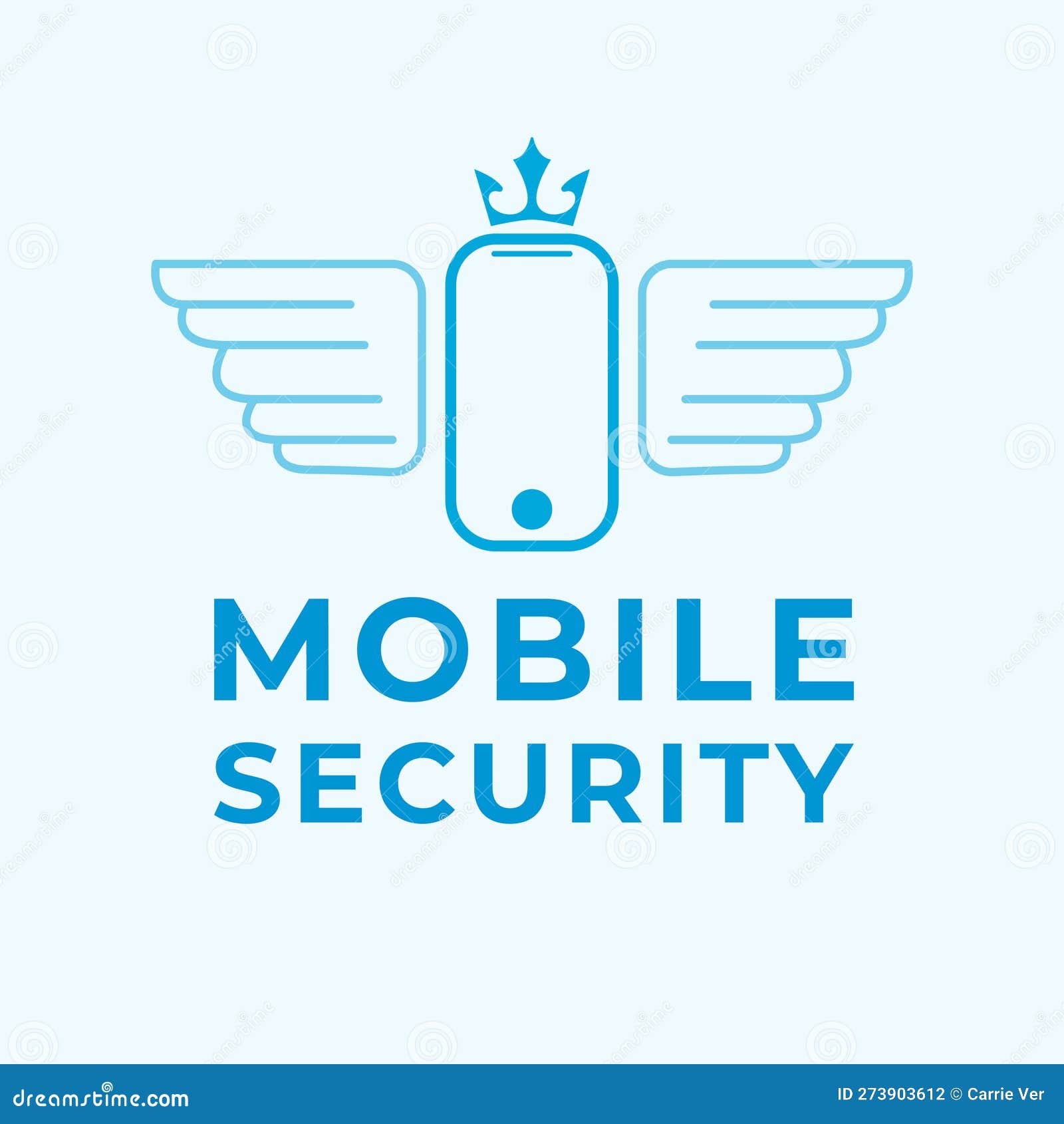 Mobile Security Vector Logo Design. Smartphone with Crown and Wings ...