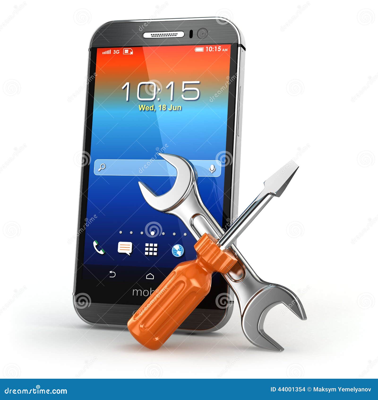 Mobile Service Concept. Smarthone with Tools Stock Illustration ...