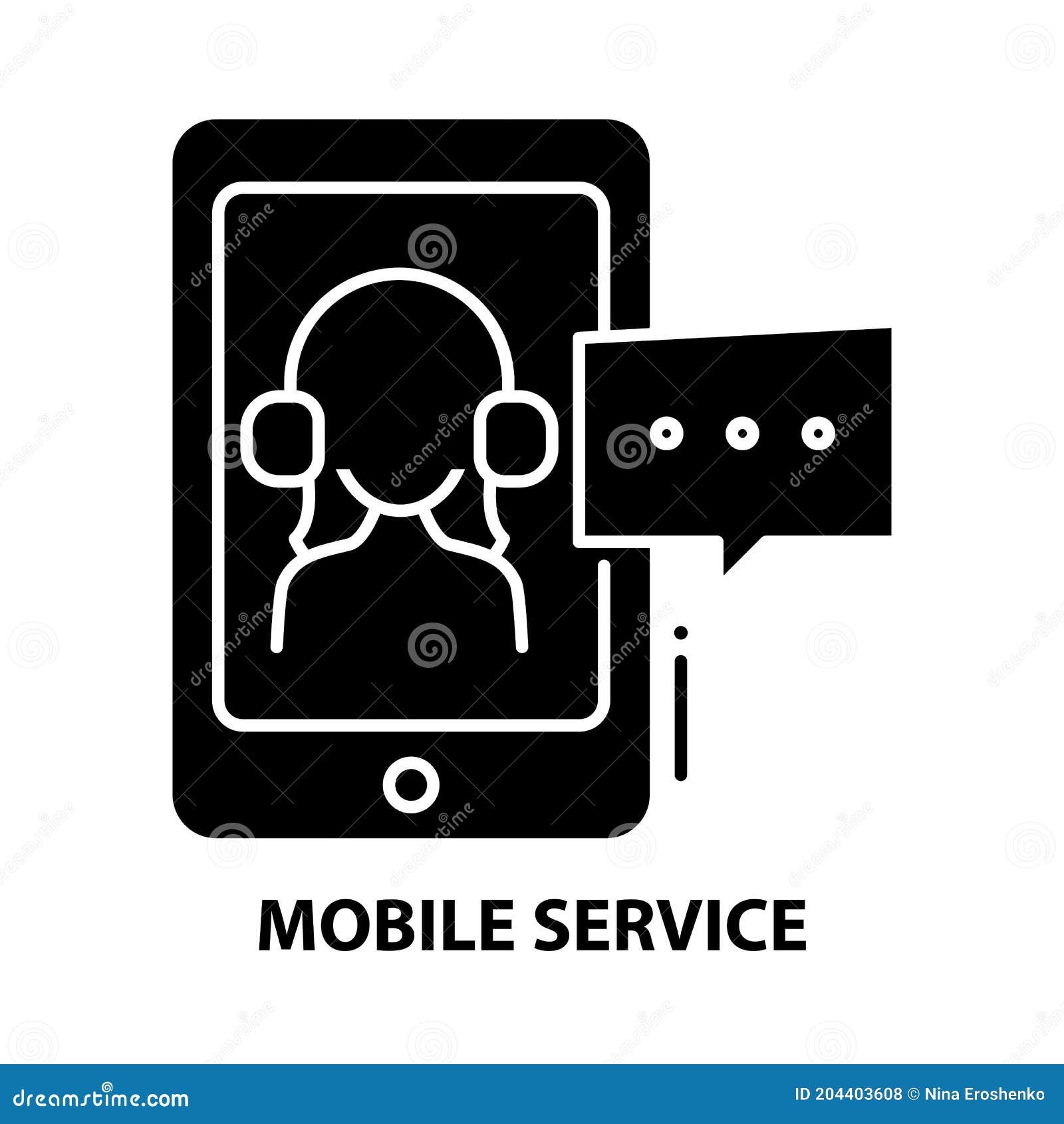 Mobile Service Icon, Black Vector Sign with Editable Strokes, Concept ...