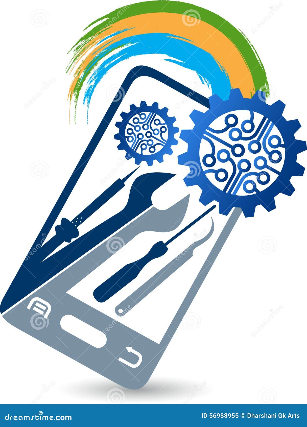 Mobile Service Logo Cartoon Vector | CartoonDealer.com #56988955