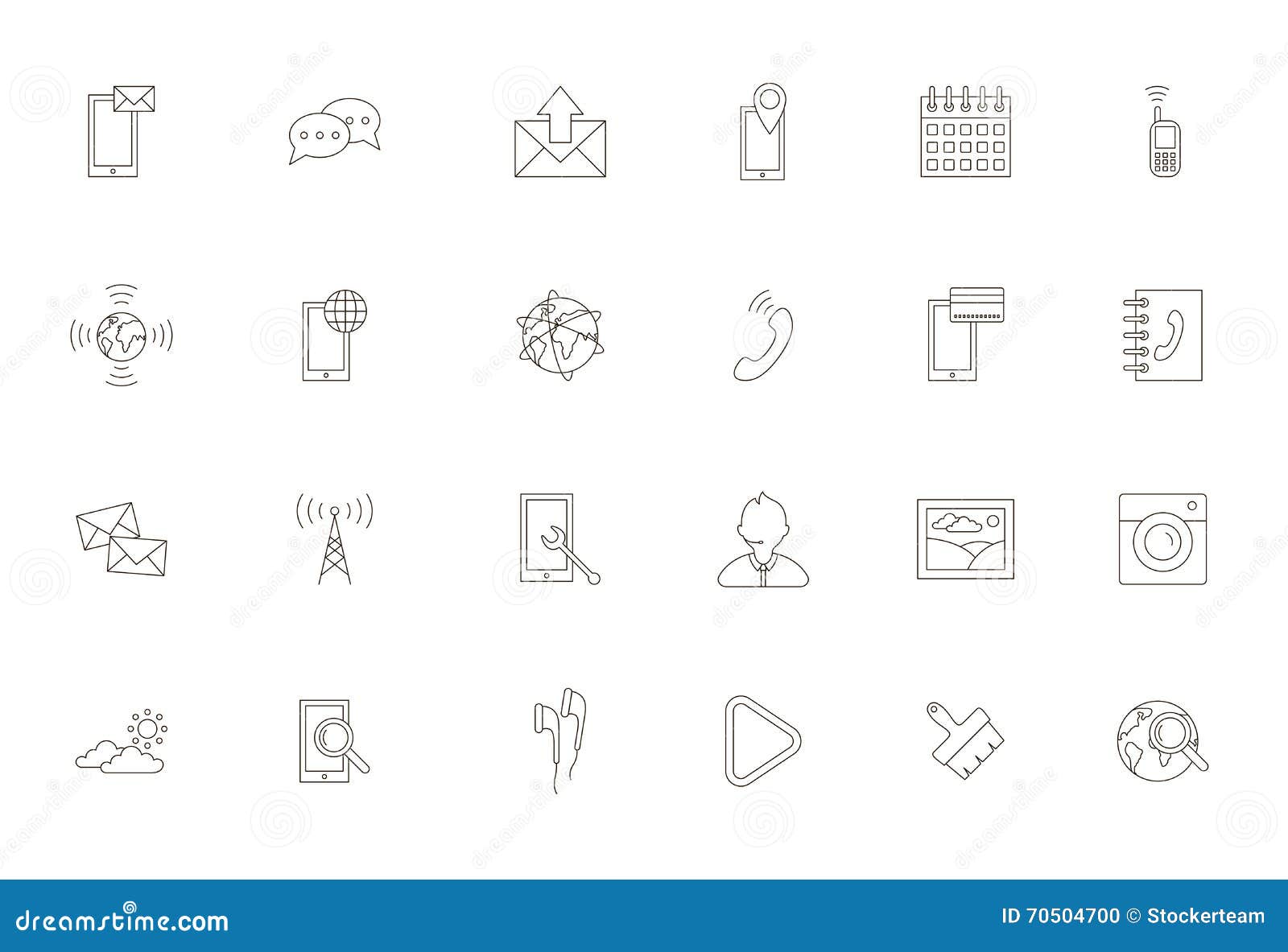 Mobile Services Black Icons Set Stock Illustration - Illustration of ...