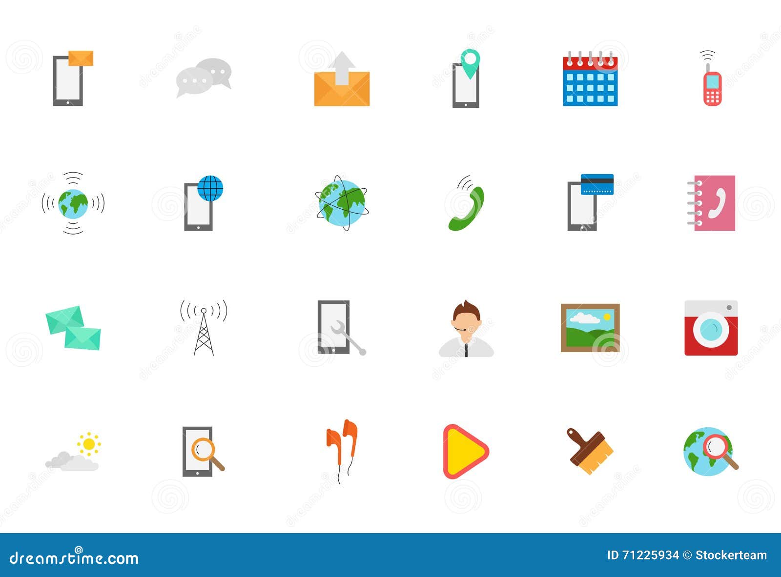 Mobile Services Vector Icons Set Stock Vector - Illustration of ...