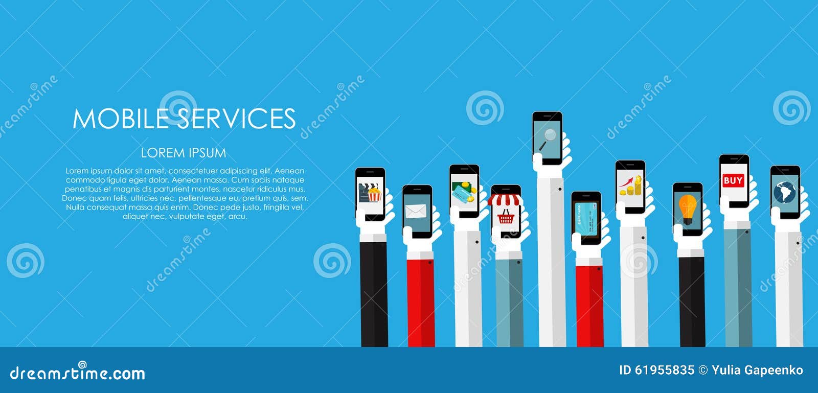 Mobile Services Vector Illustration. Flat Stock Vector - Illustration ...