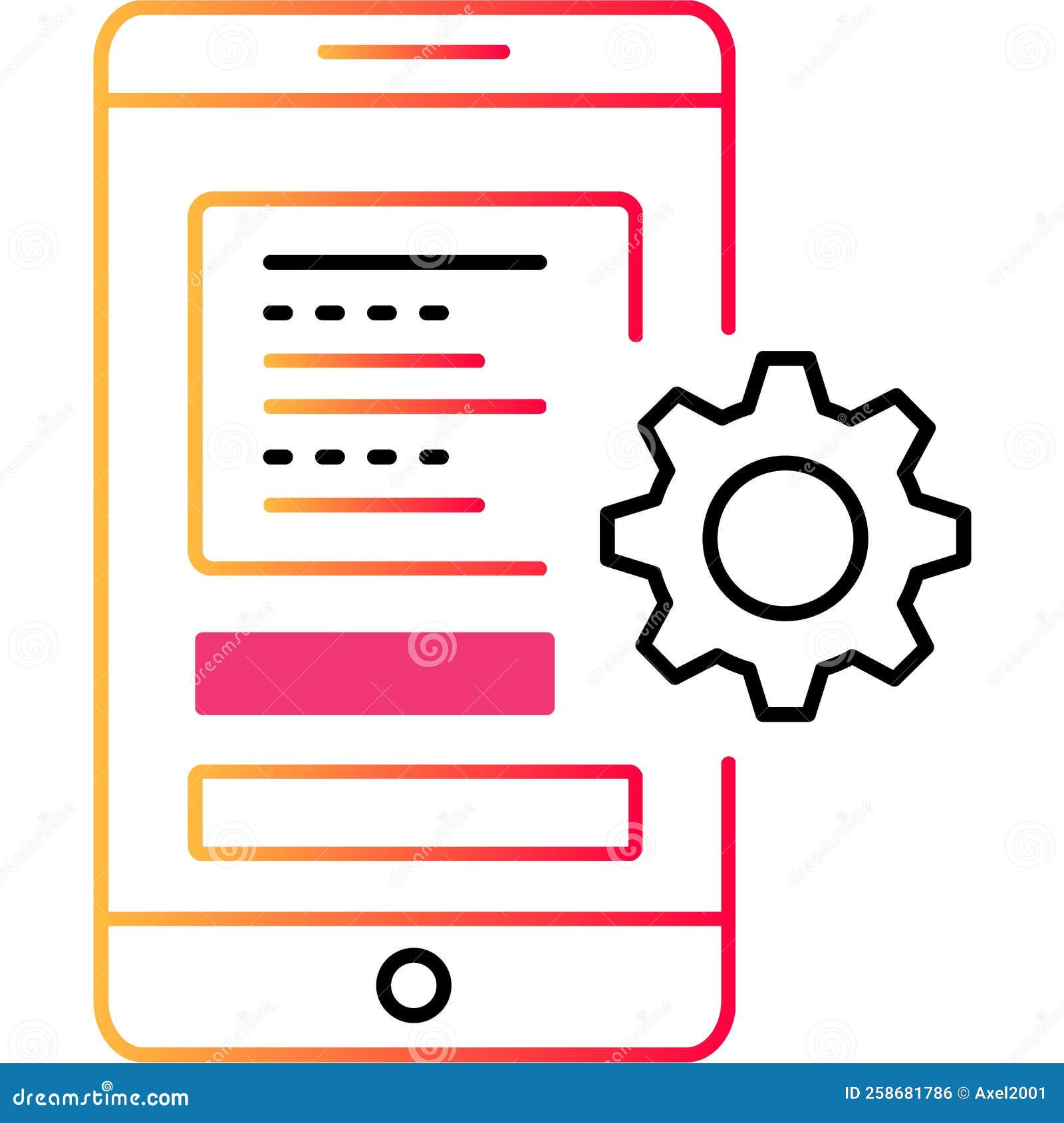 Mobile Setting Outline Icon Vector Phone App Gear Stock Vector ...