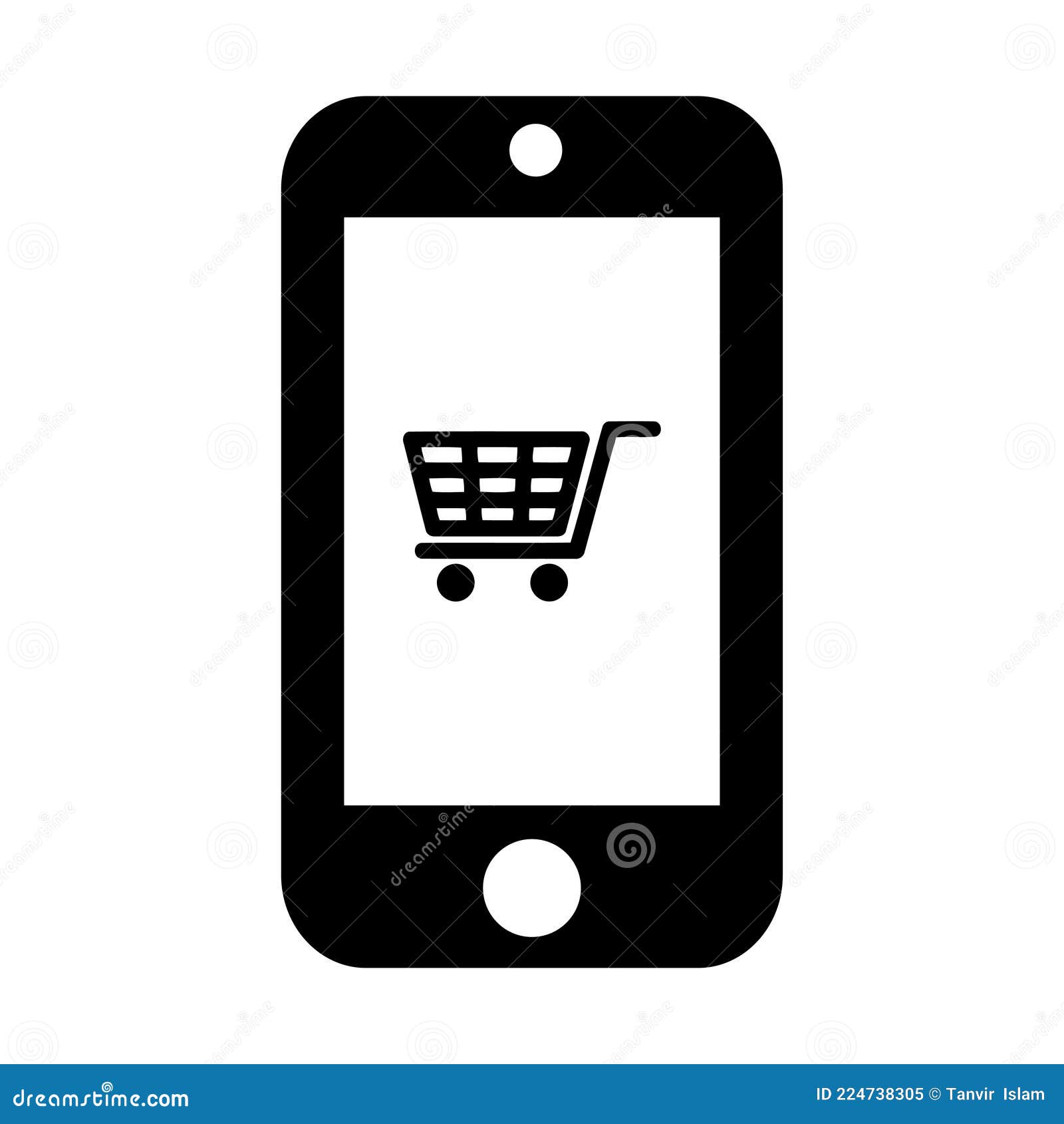 Mobile Shopping Cart Icon stock vector. Illustration of sign - 224738305