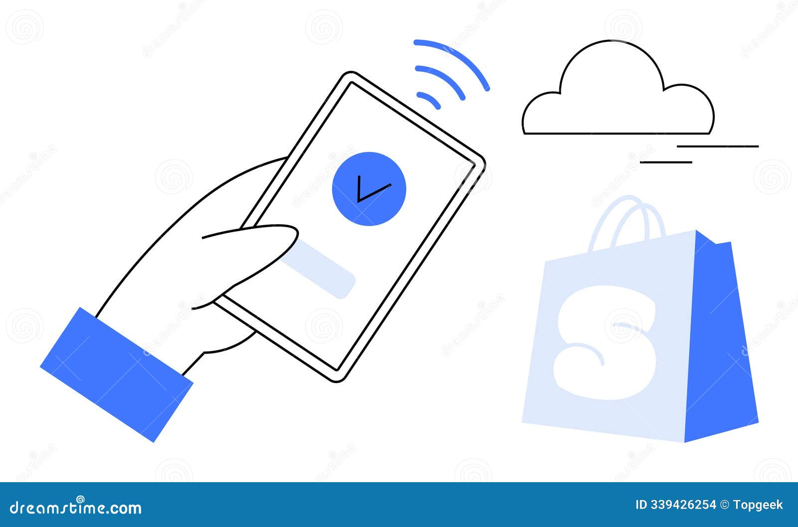 Mobile Shopping and Cloud Integration in Modern E-commerce Stock Vector ...