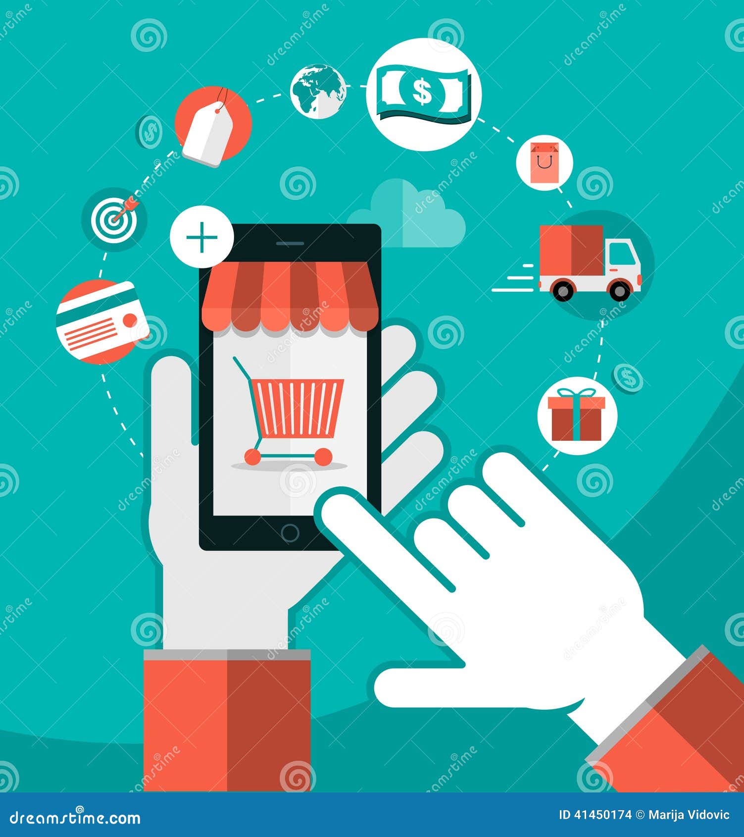 Mobile shopping stock vector. Illustration of clothes - 41450174