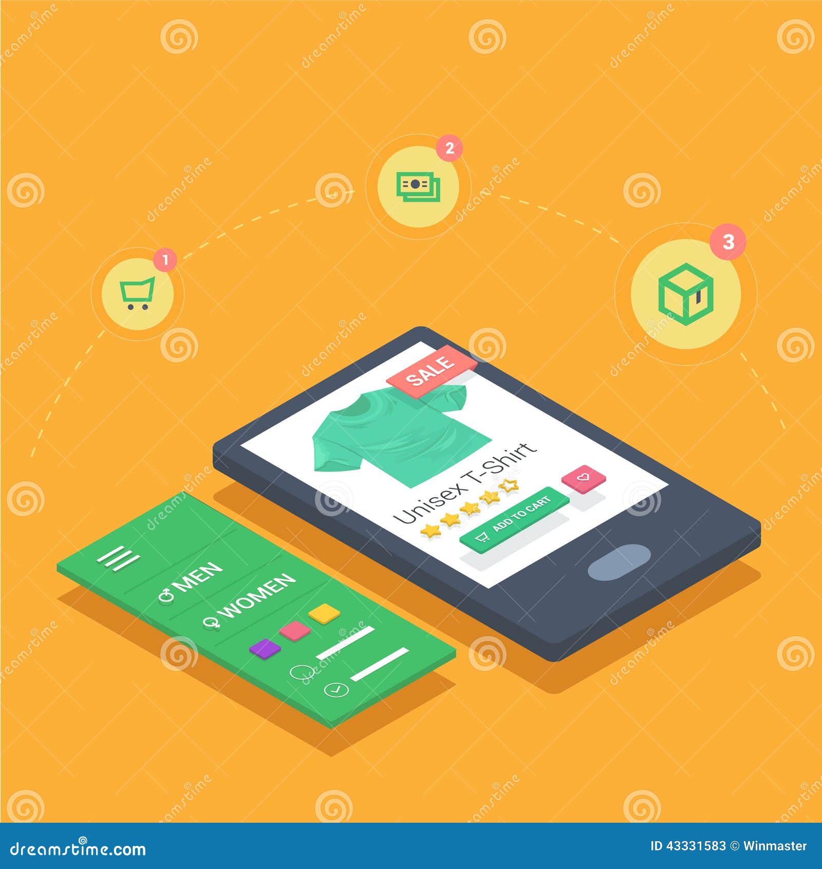 Mobile Shopping with Responsive Eshop Website Application Stock Vector ...