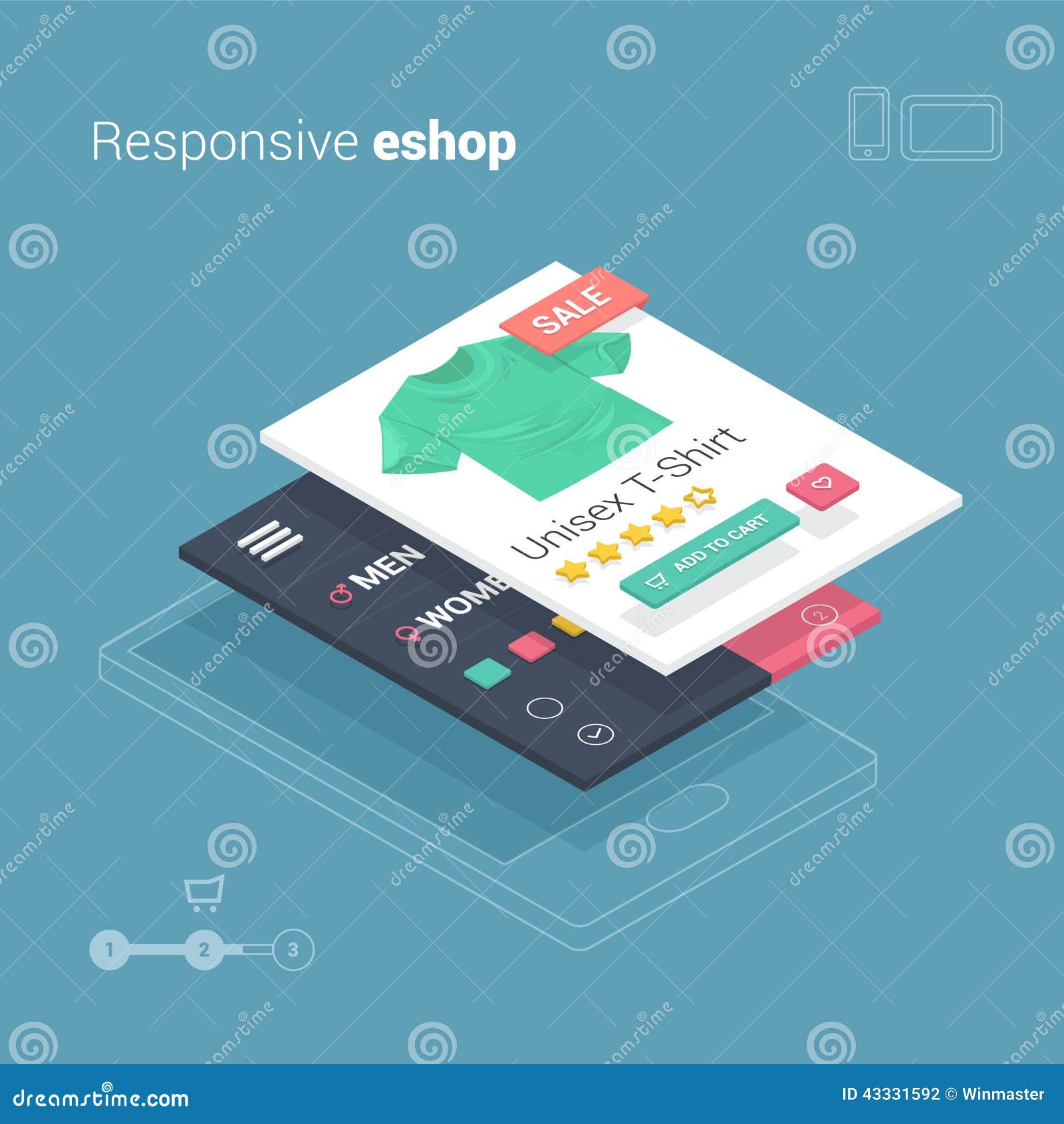 Mobile Shopping with Responsive Eshop Website Application Stock ...