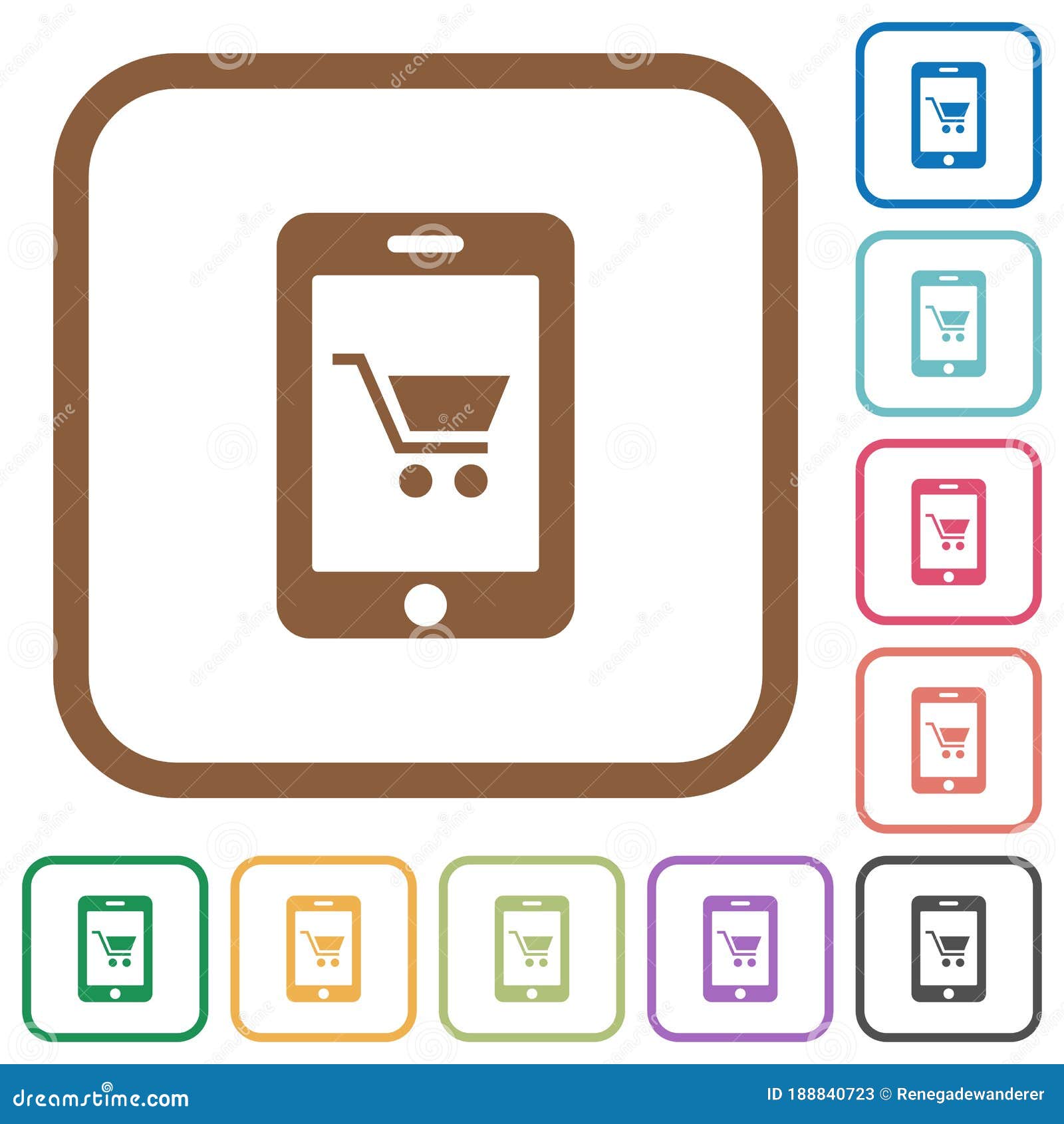 Mobile Shopping Simple Icons Stock Vector - Illustration of blue, plain ...