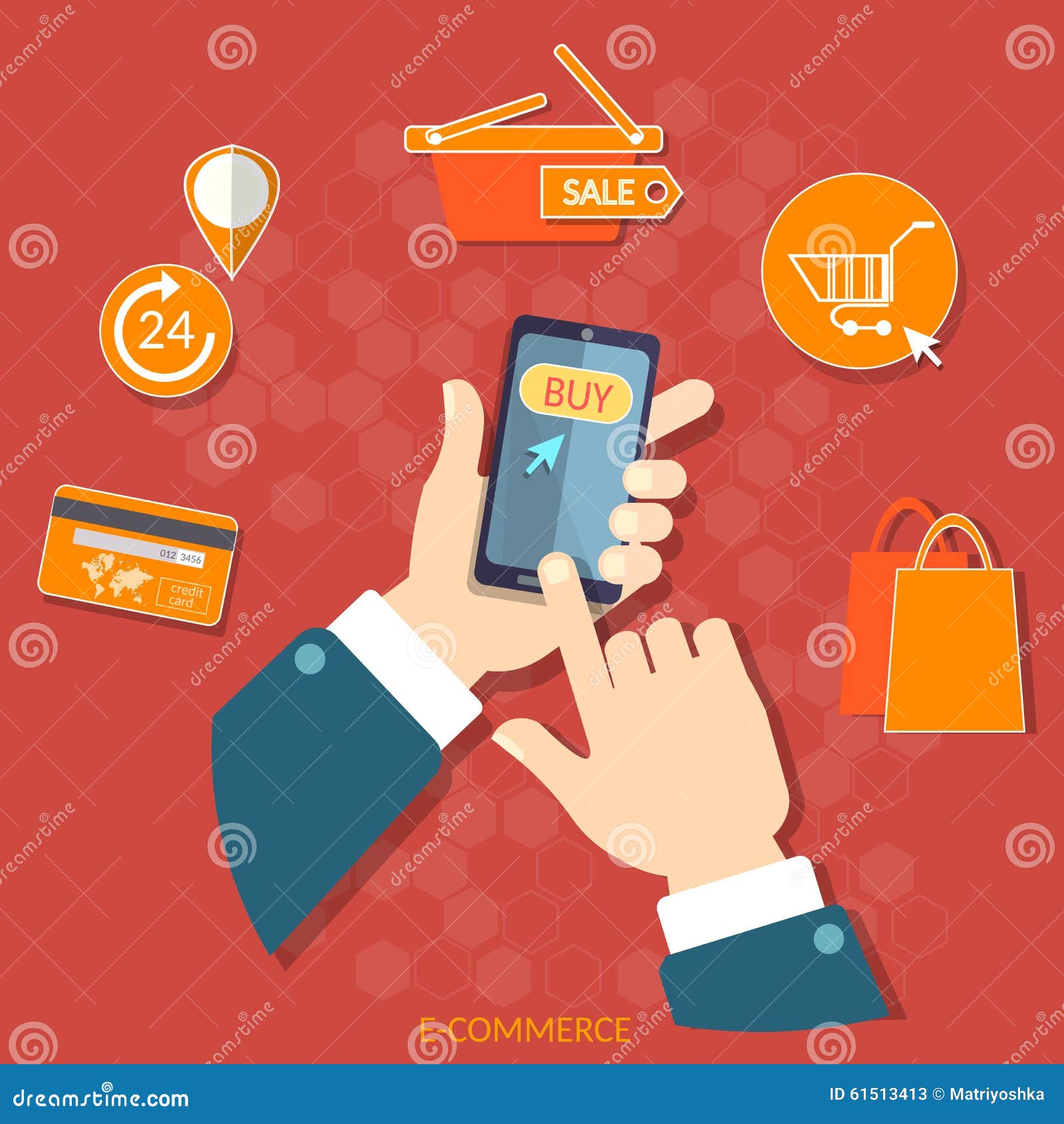 Mobile Shopping Smart Phone E-commerce Vector Concept Stock Vector ...